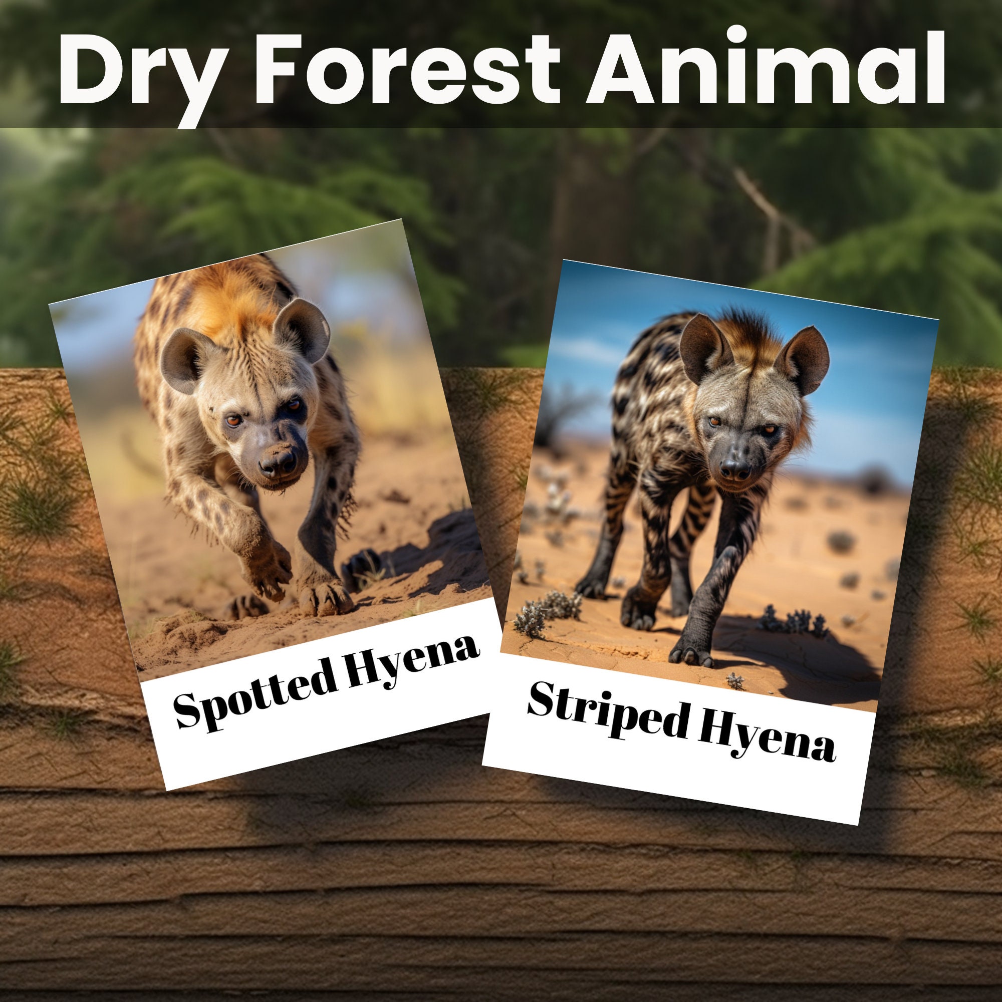 Dry Forest Animal Flashcards for Montessori Educational With Realistic ...