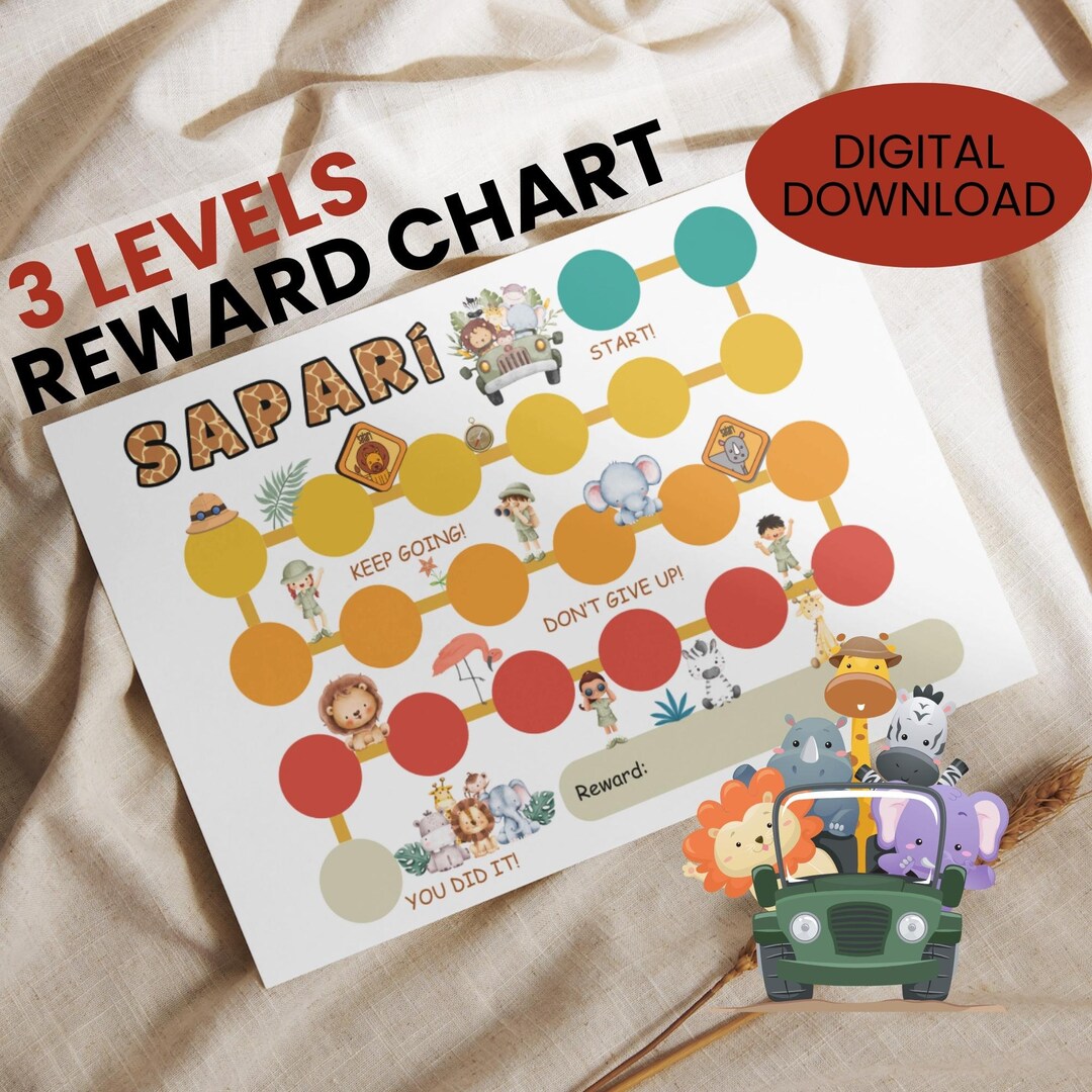 Safari Animal Reward Chart for Kids With Printable Achievement Award ...