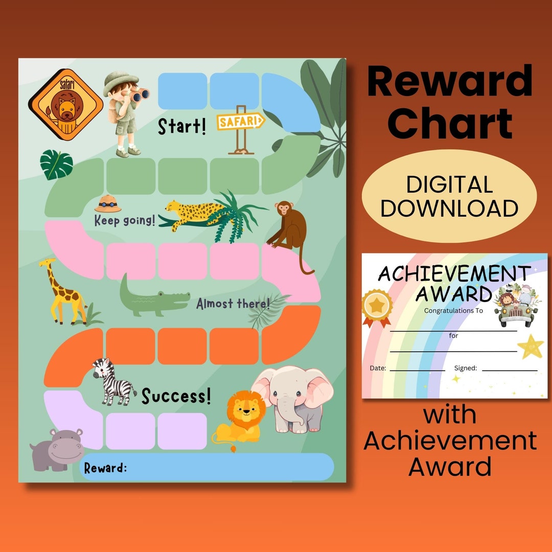 Safari Reward Chart for Kids With Printable Achievement Award and Idea ...