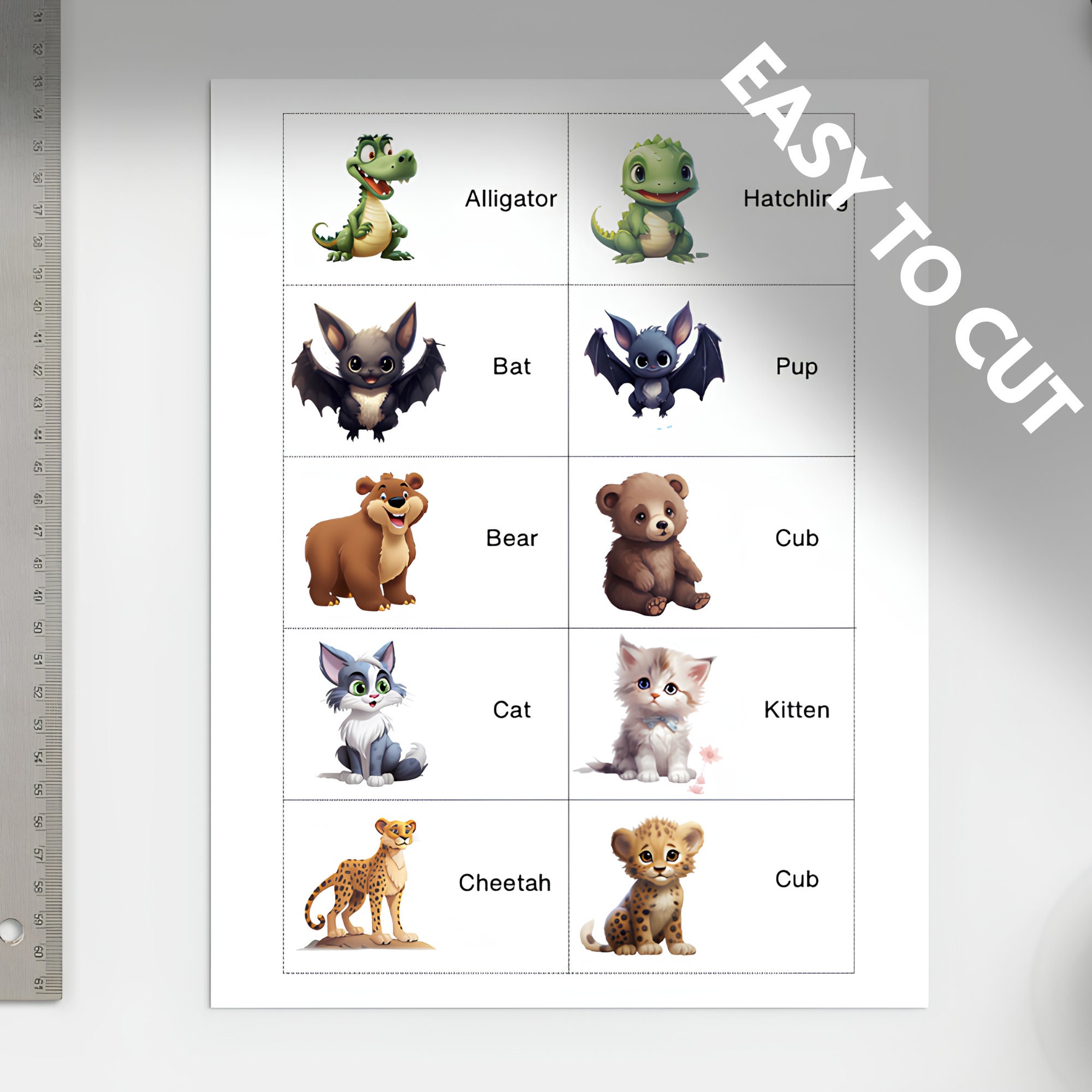 Baby Animal Matching Cards for Kids With Digital Animal - Etsy