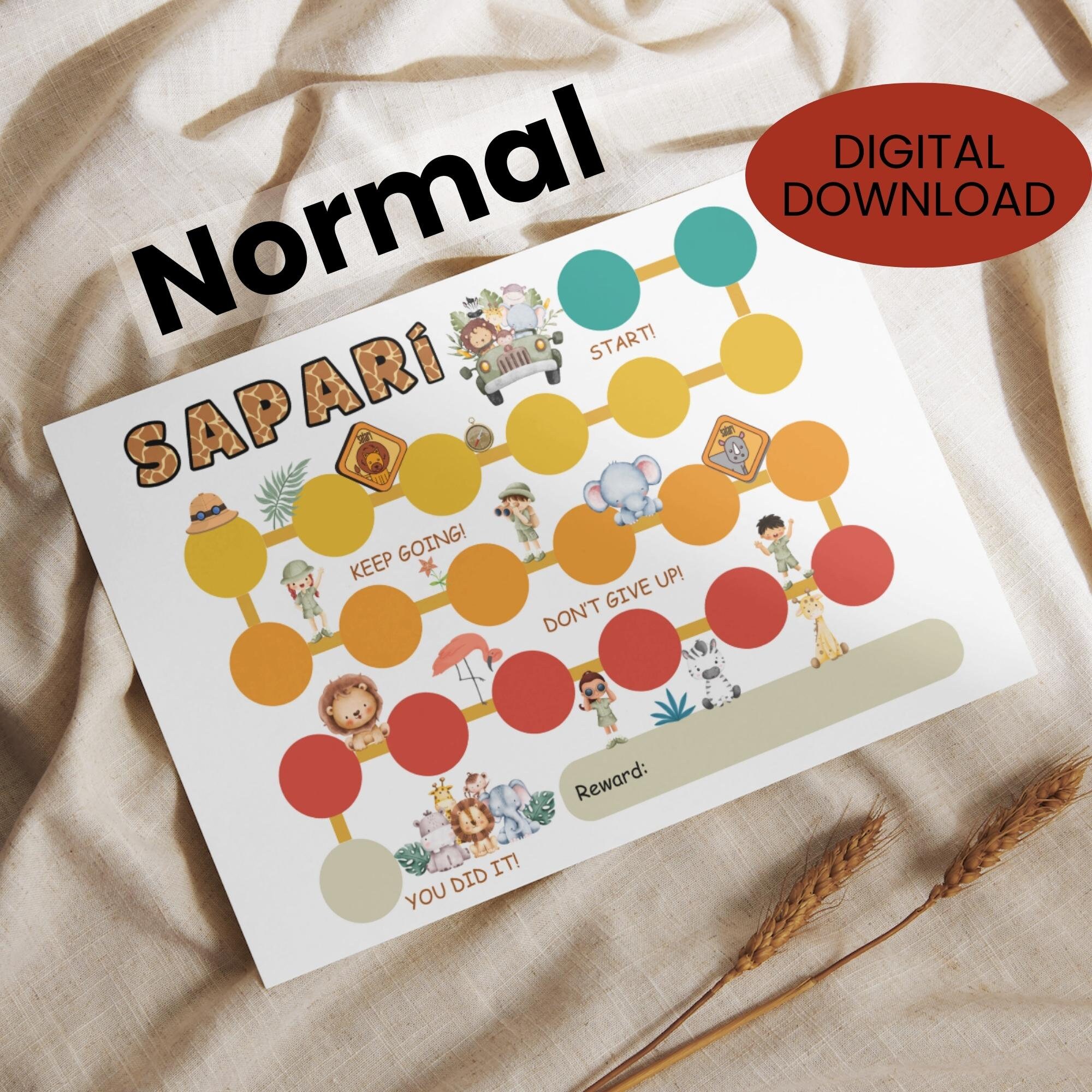Safari Animal Reward Chart for Kids With Printable Achievement Award ...