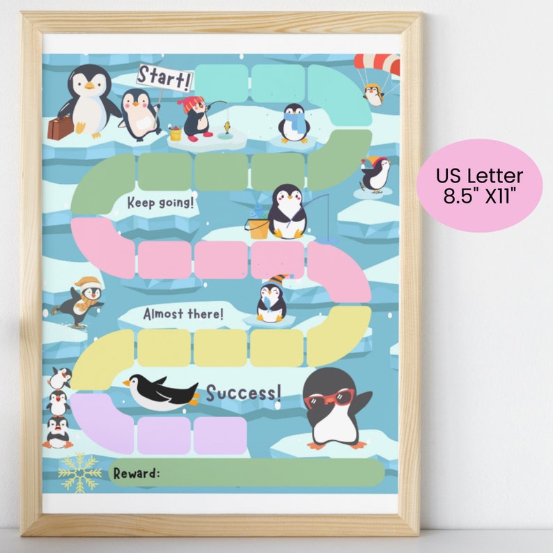 Penguin Reward Chart for Kids With Printable Achievement Award and Idea ...