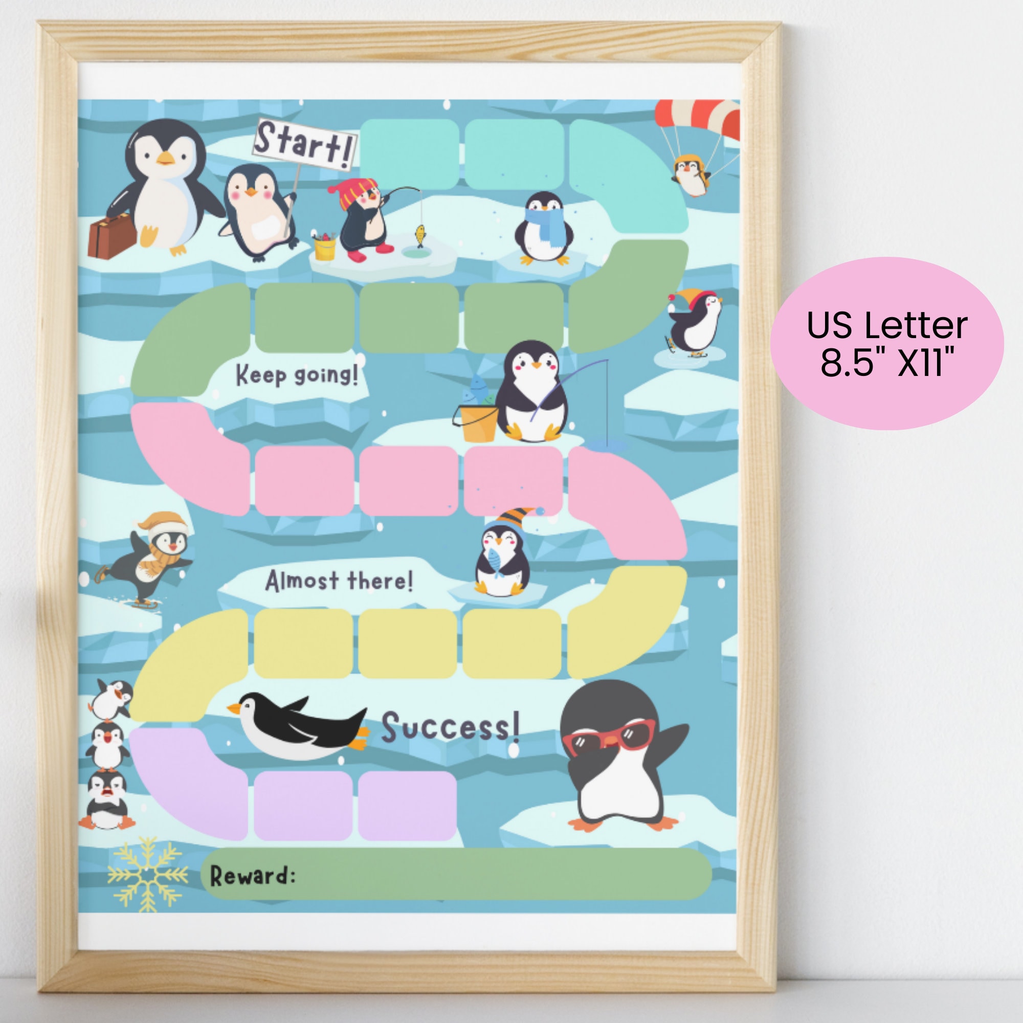 Penguin Reward Chart for Kids With Printable Achievement Award and Idea ...