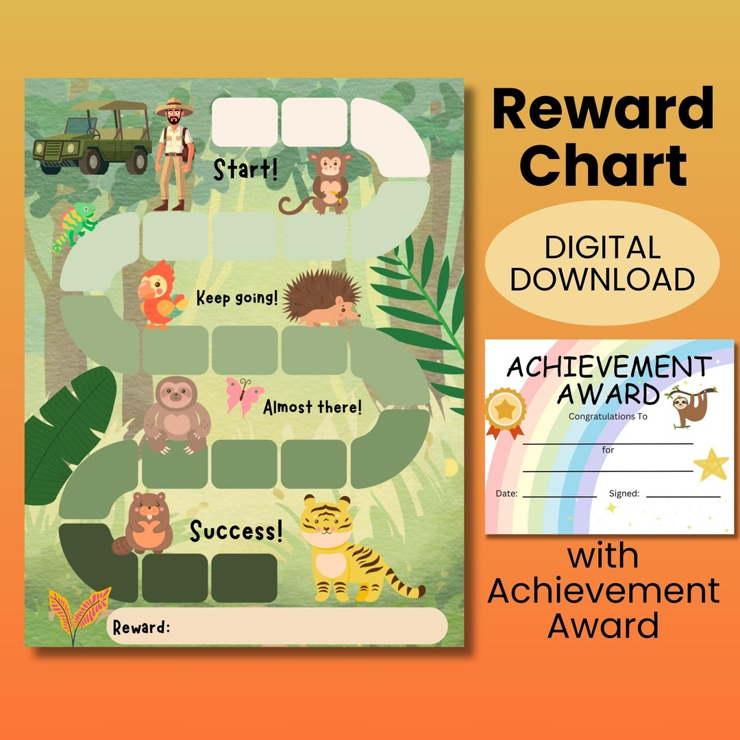 Jungle Reward Chart for Kids With Printable Achievement Award and Idea ...