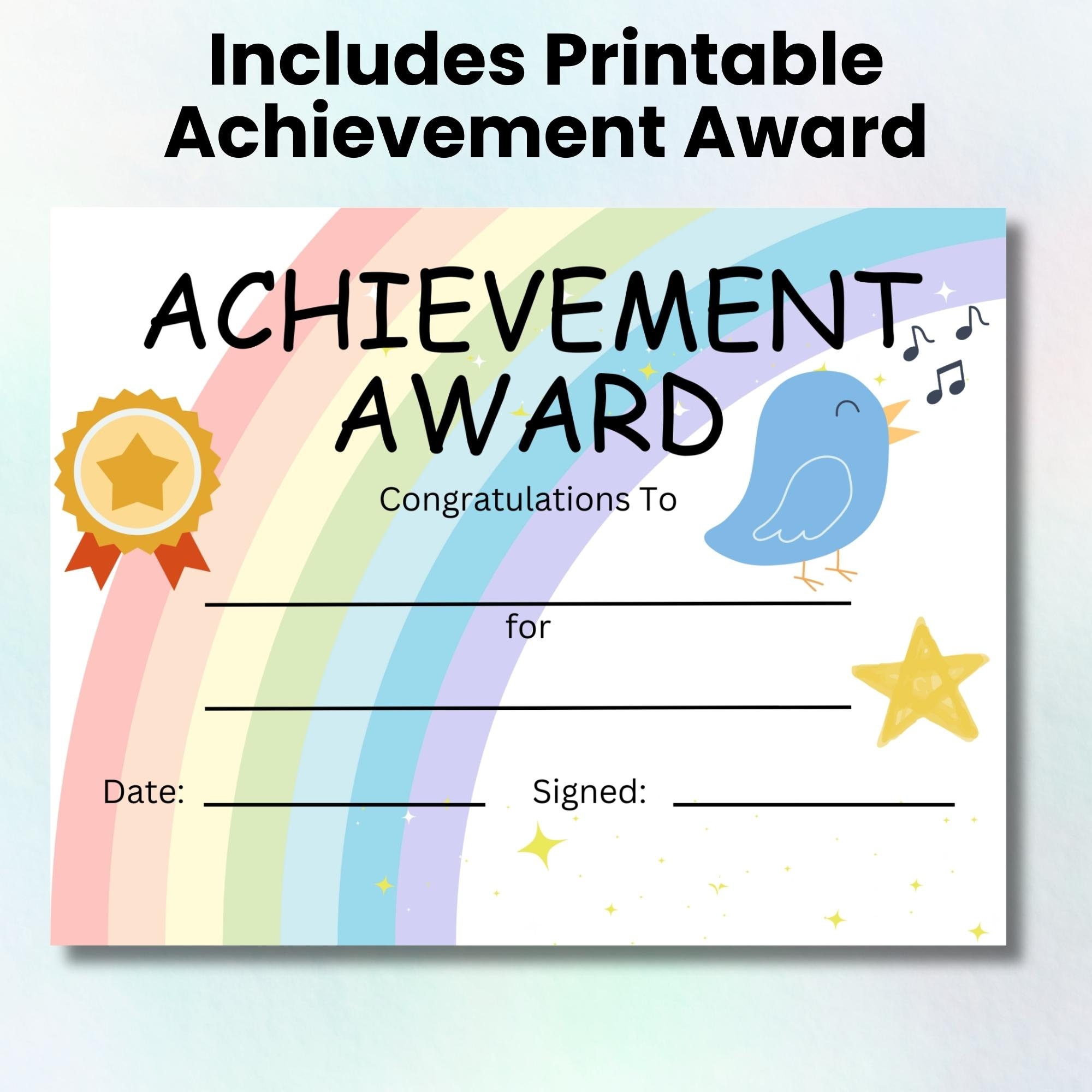 Bird Reward Chart for Kids With Printable Achievement Award and Idea ...