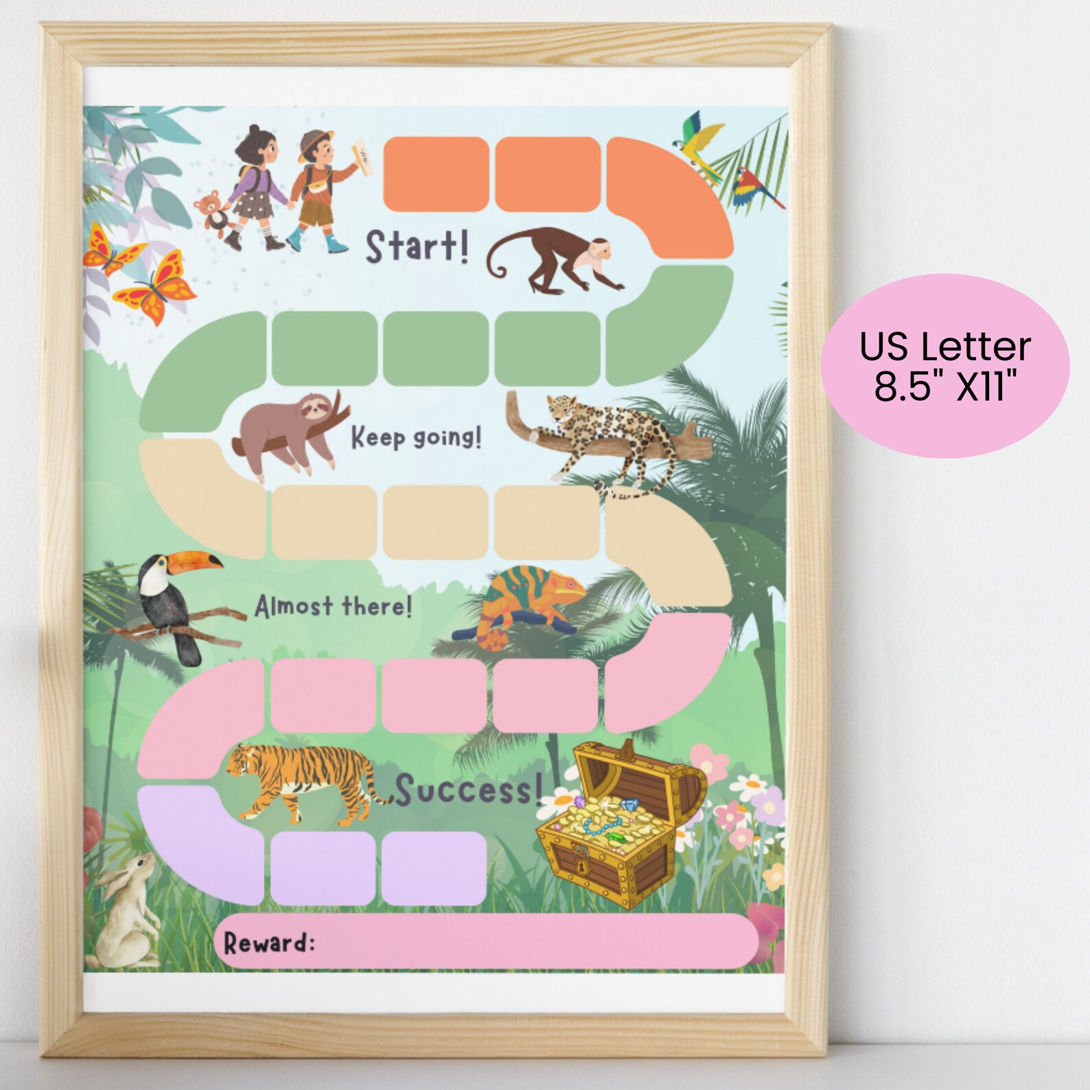 Rainforest Reward Chart for Kids With Printable Achievement Award and ...