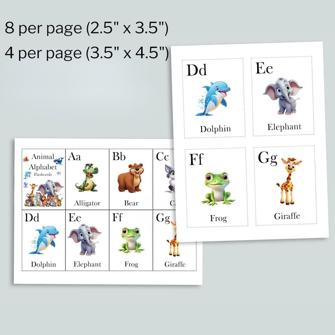 Flashcards Printable Learning Tool for Wildlife Animal Alphabet ...