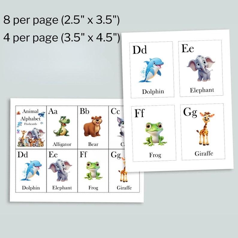 Flashcards Printable Learning Tool for Wildlife Animal Alphabet ...