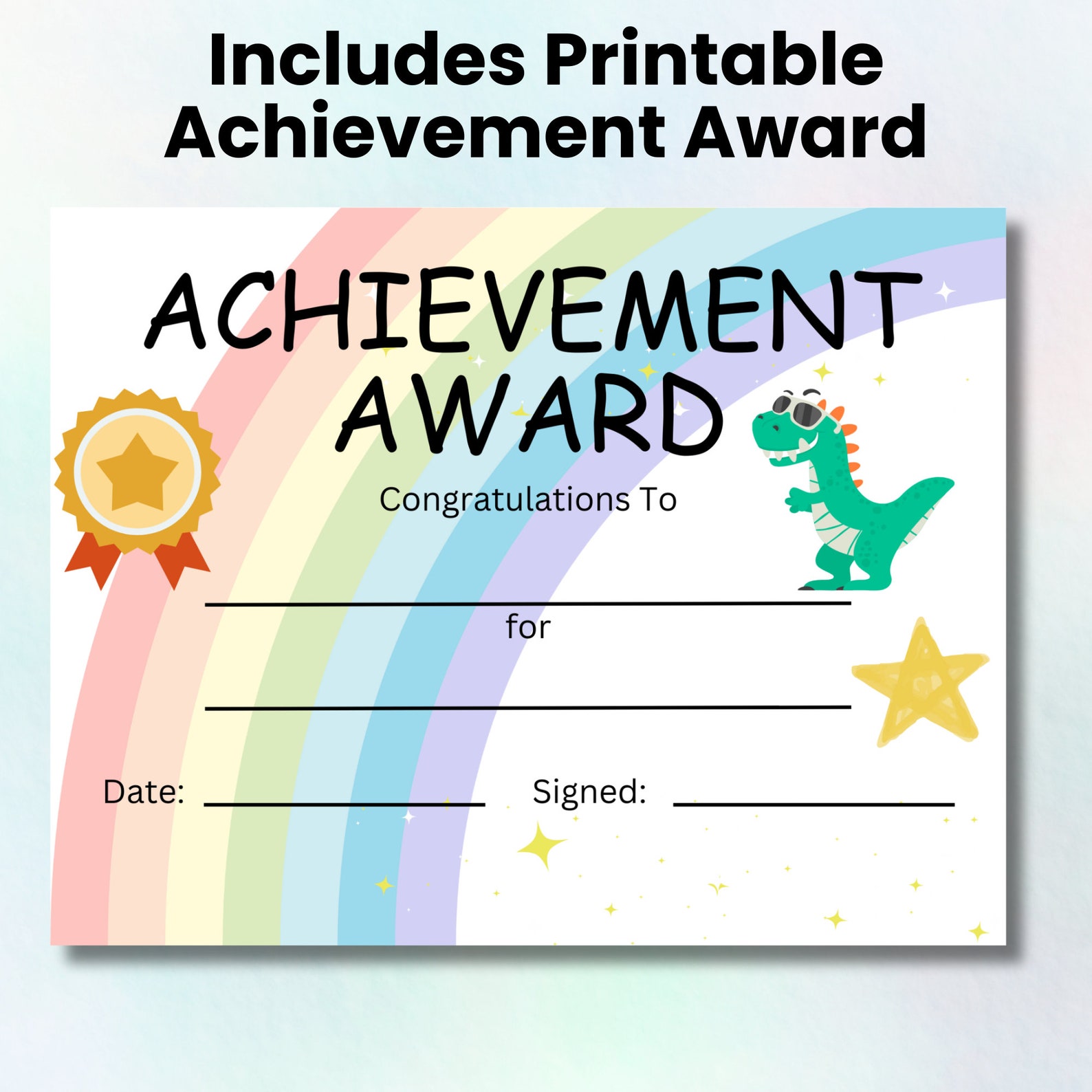 Dinosaur Reward Chart for Kids With Printable Achievement Award and ...