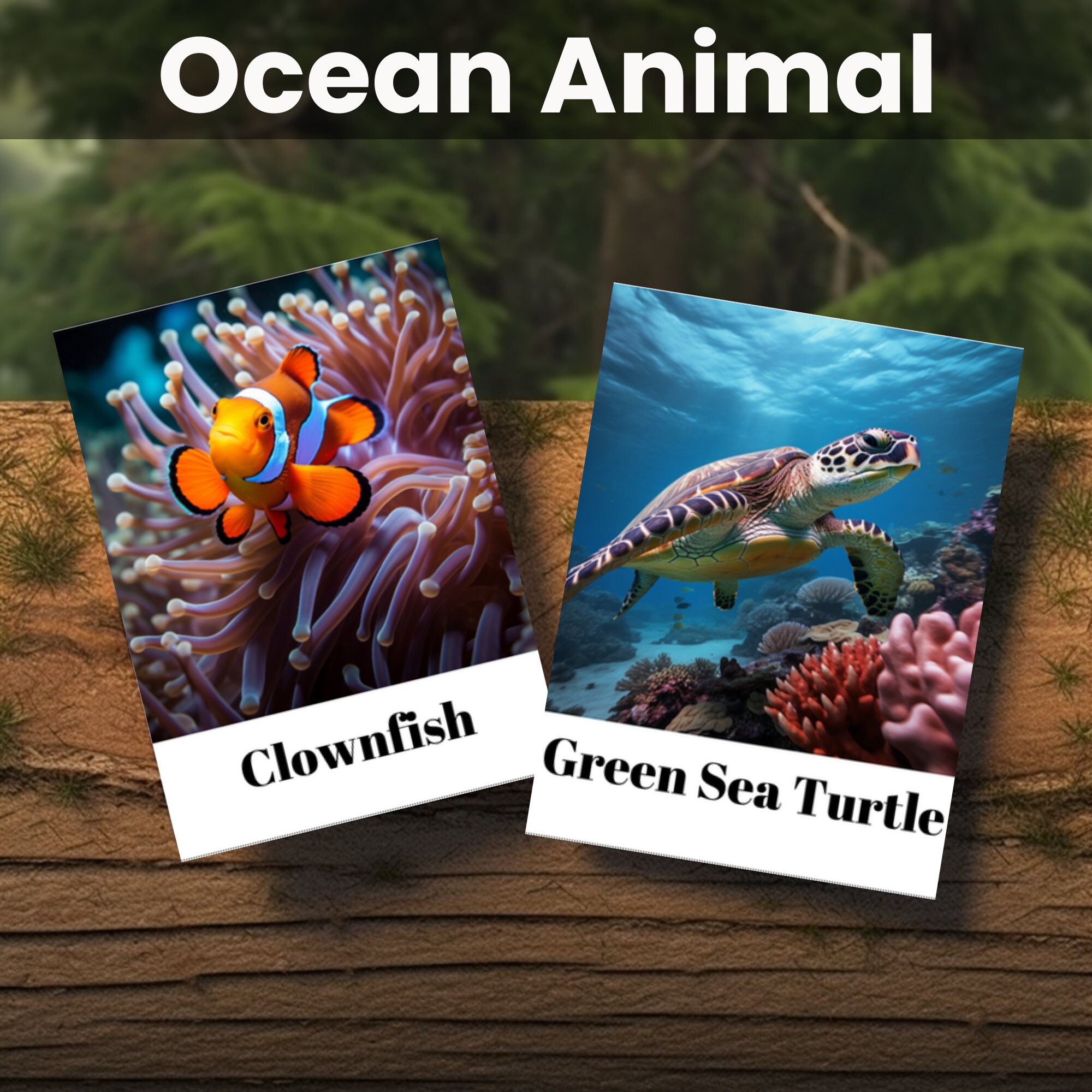 Ocean Animal Educational Printable Flashcards for Kids With Realistic ...