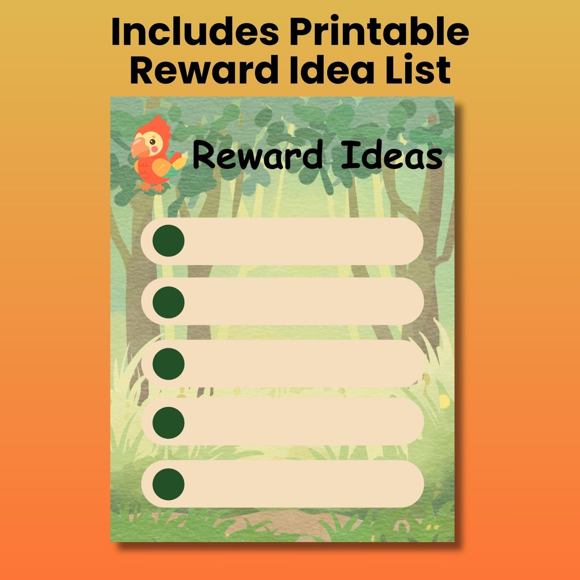 Jungle Reward Chart for Kids With Printable Achievement Award and Idea ...