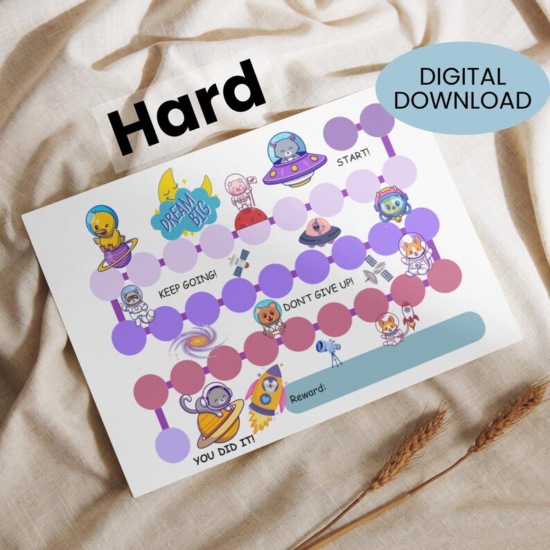 Animal Space Reward Chart for Kids With Printable Achievement Award and ...