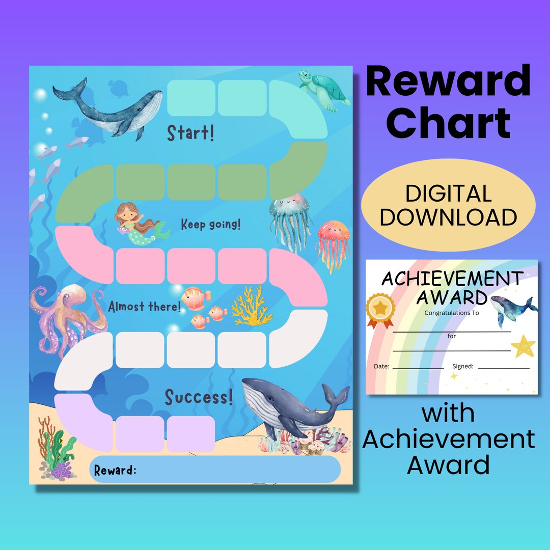 Ocean Reward Chart for Kids With Printable Achievement Award and Idea ...