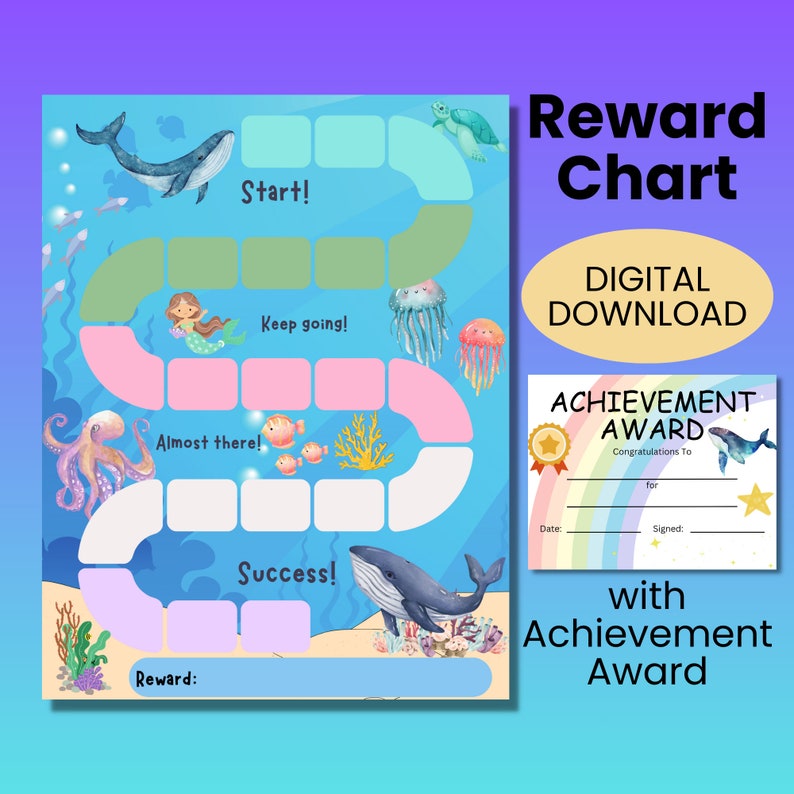 Ocean Reward Chart for Kids With Printable Achievement Award and Idea ...