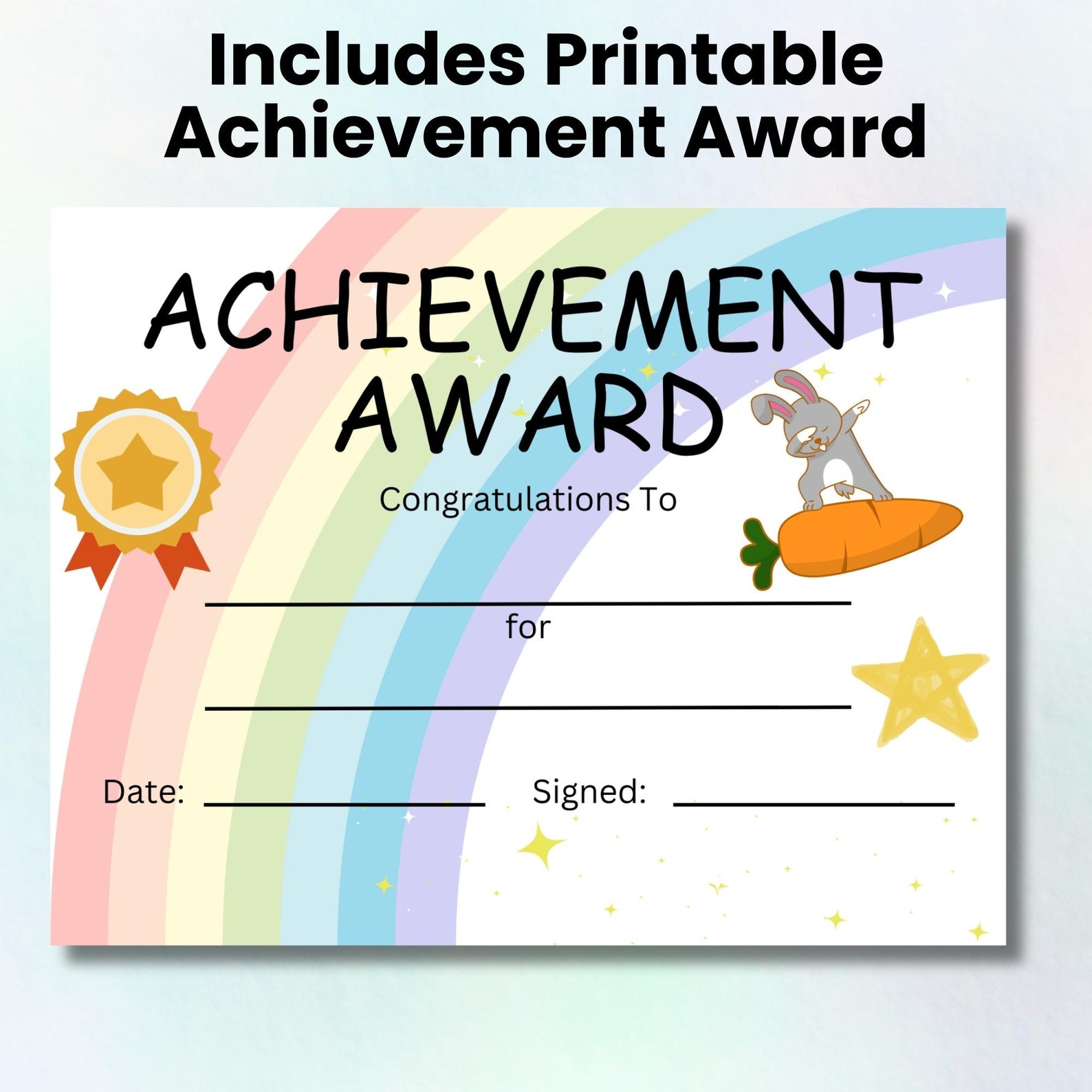 Rabbit Reward Chart for Kids With Printable Achievement Award and Idea ...