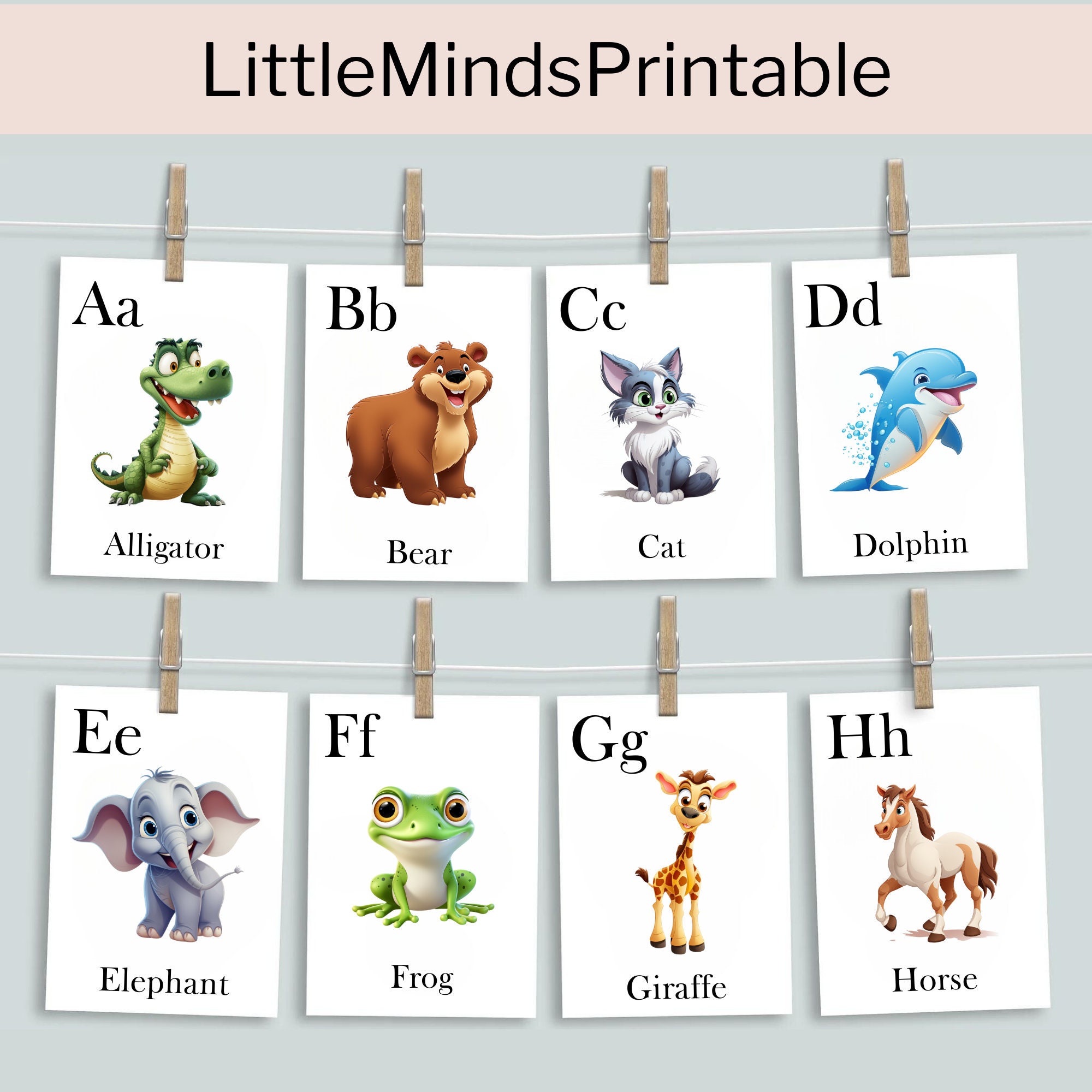 Flashcards Printable Learning Tool for Wildlife Animal Alphabet ...
