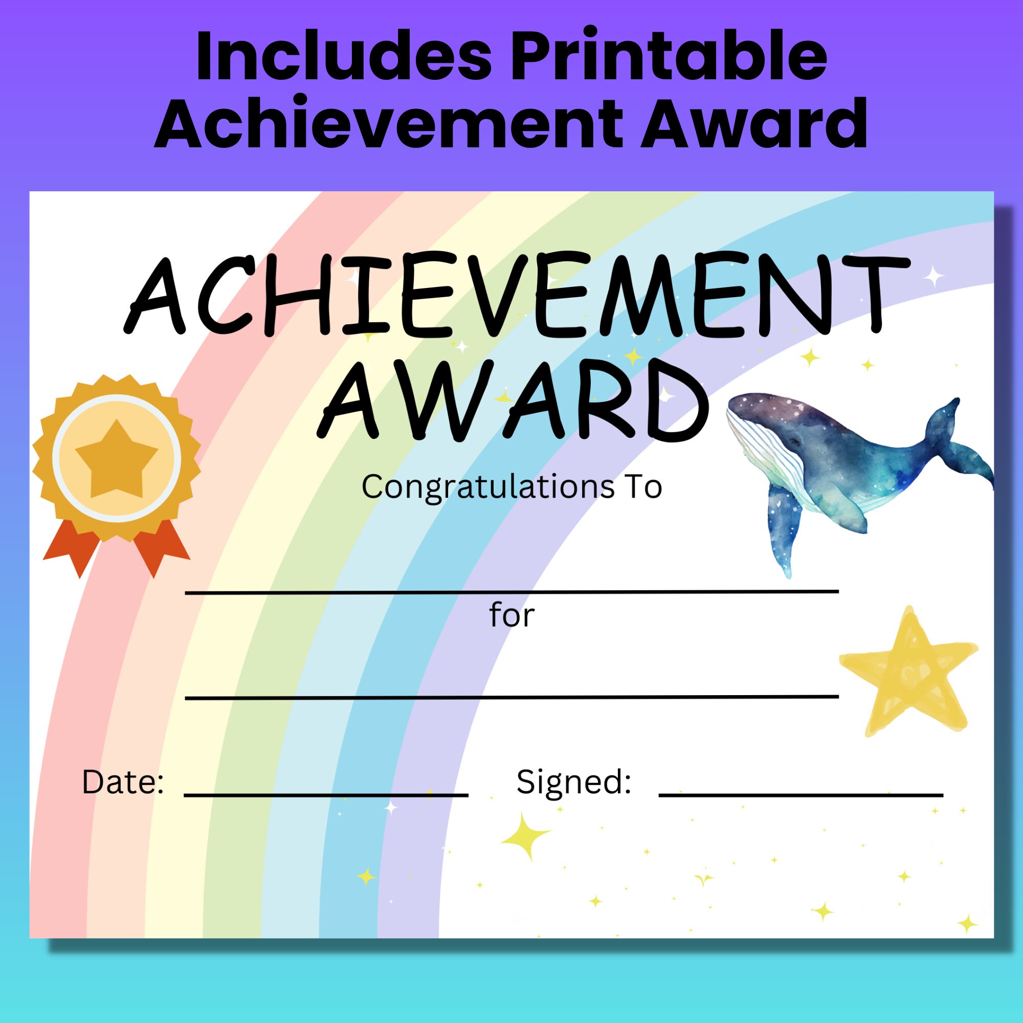 Ocean Reward Chart for Kids With Printable Achievement Award and Idea ...