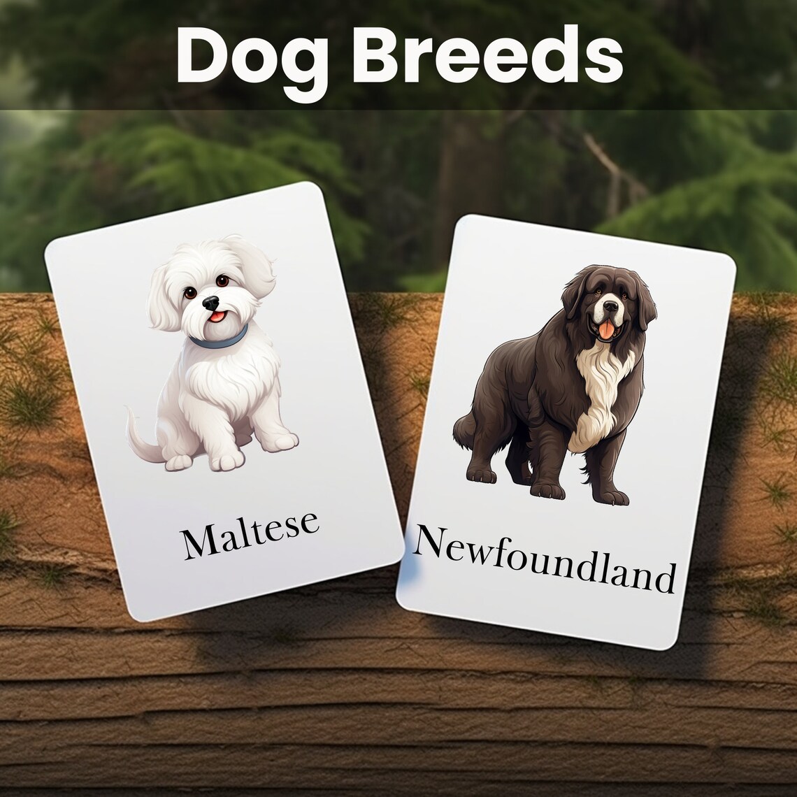 Dog Breeds Printable Flash Cards Learning Tool for Education About Fun ...
