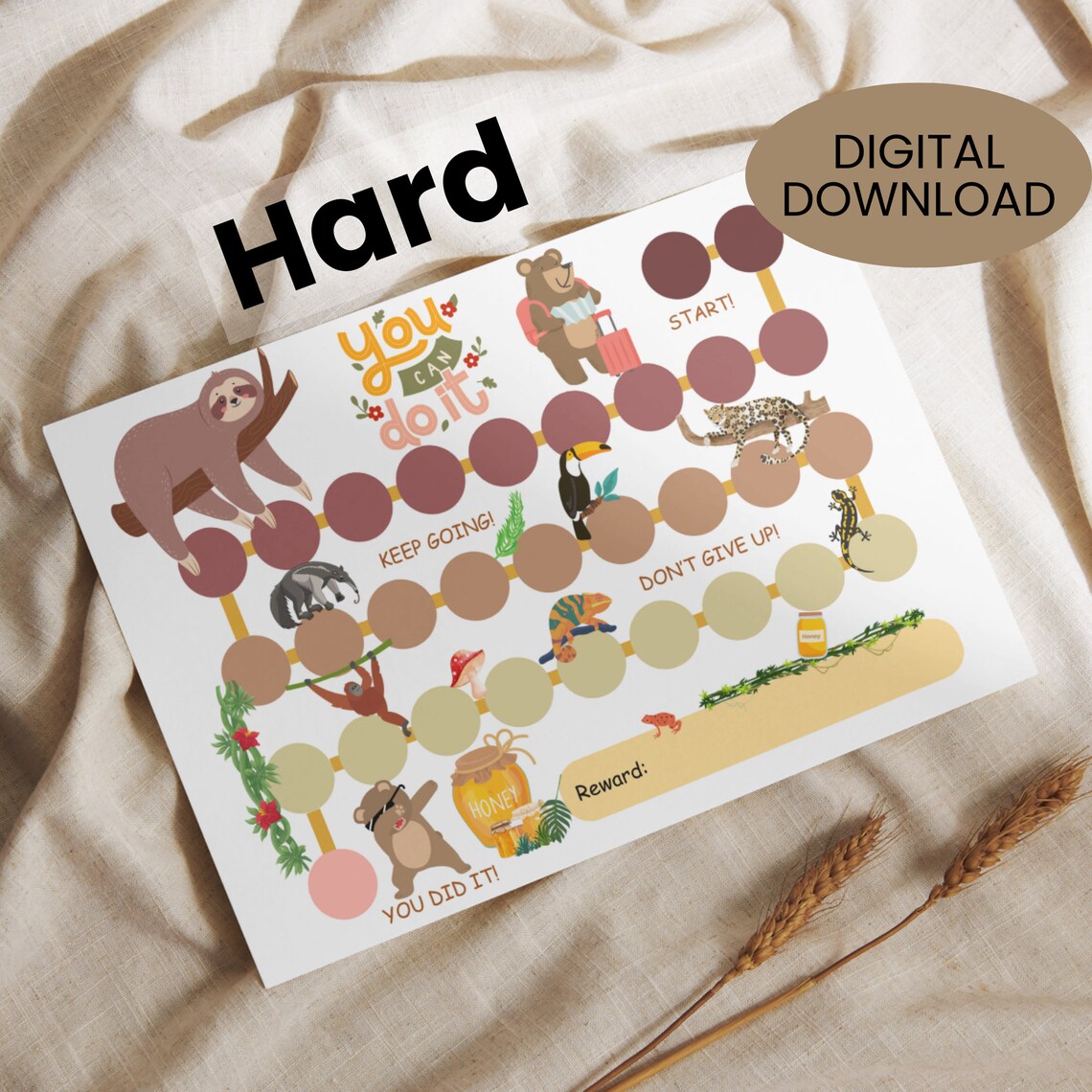 Rainforest Reward Chart for Kids With Printable Achievement Award and ...