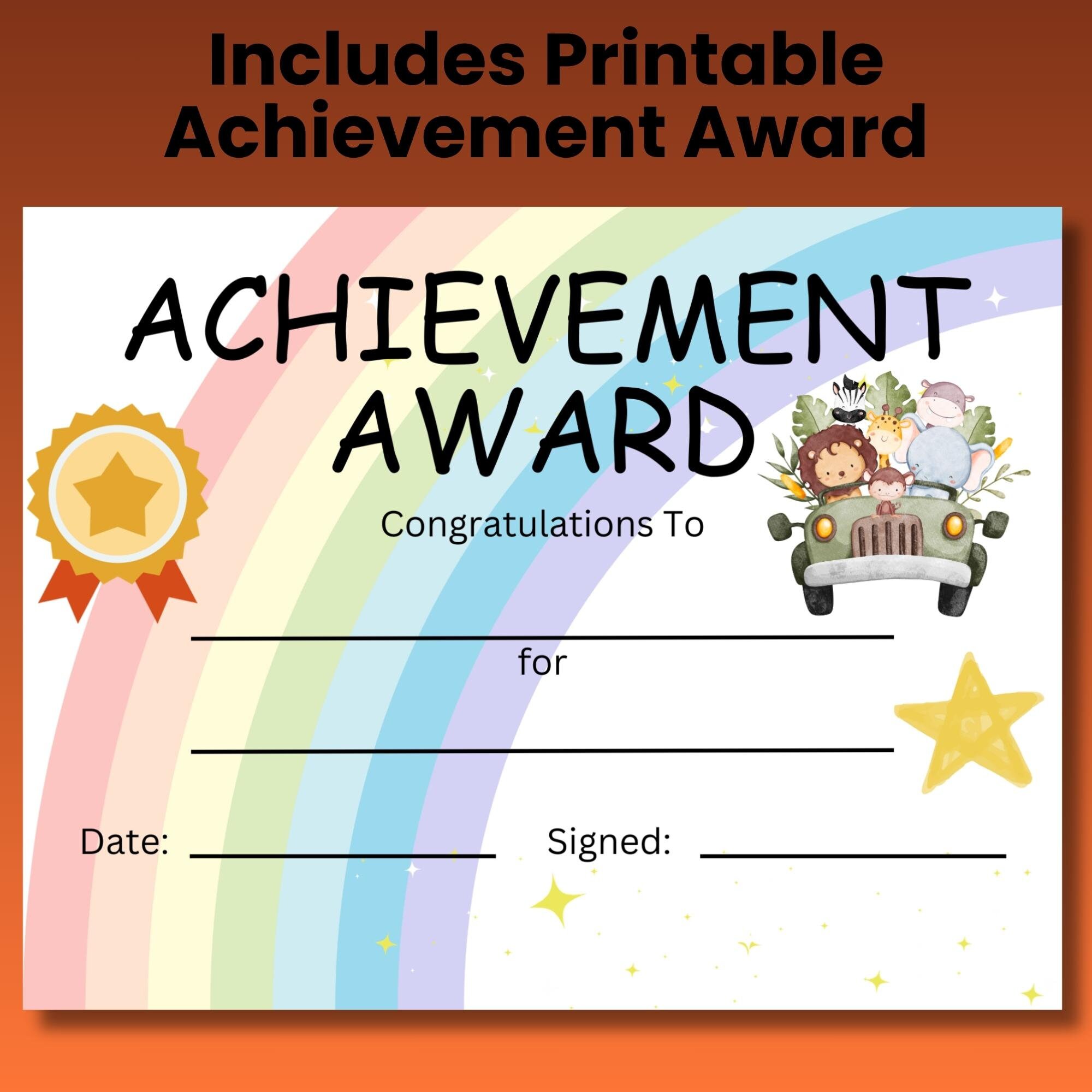 Safari Reward Chart for Kids With Printable Achievement Award and Idea ...