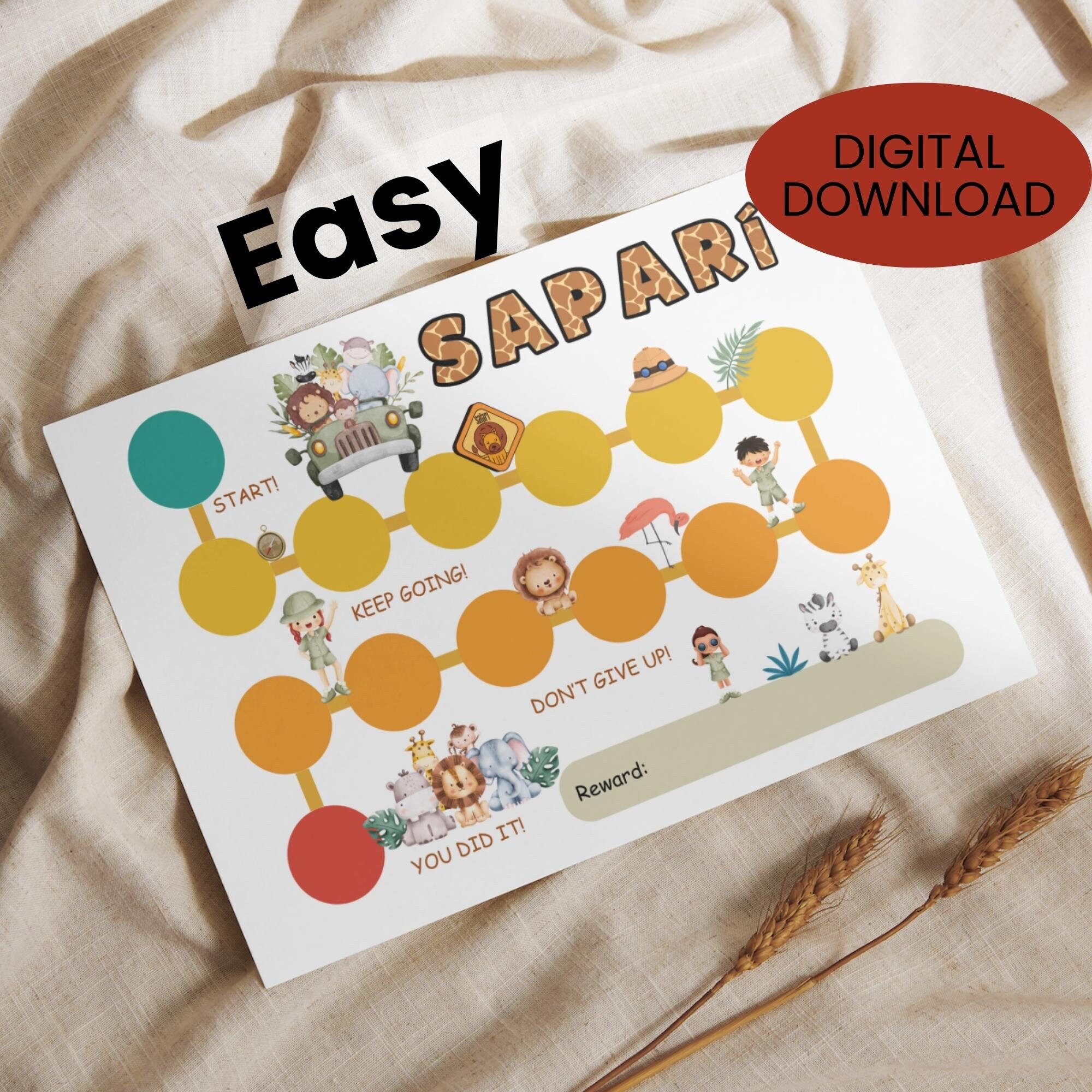 Safari Animal Reward Chart for Kids With Printable Achievement Award ...
