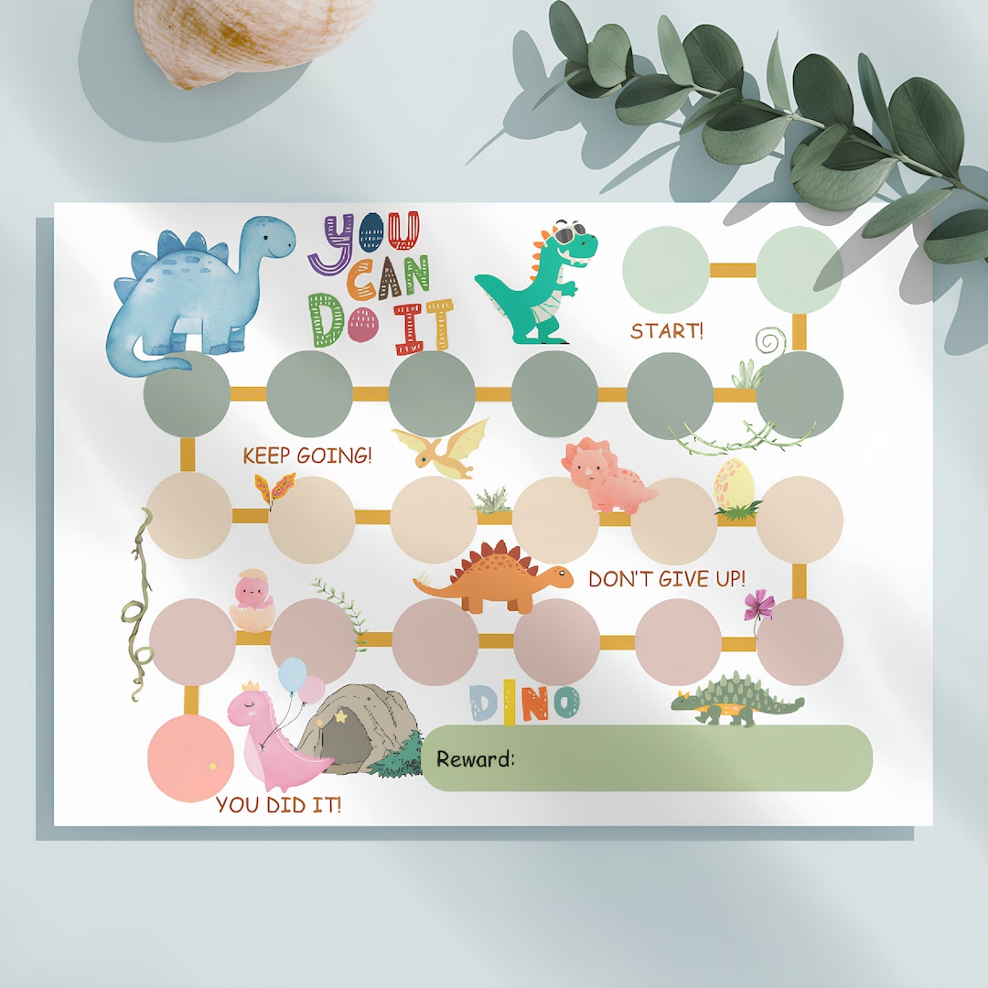 Dinosaur Reward Chart for Kids With Printable Achievement Award and ...