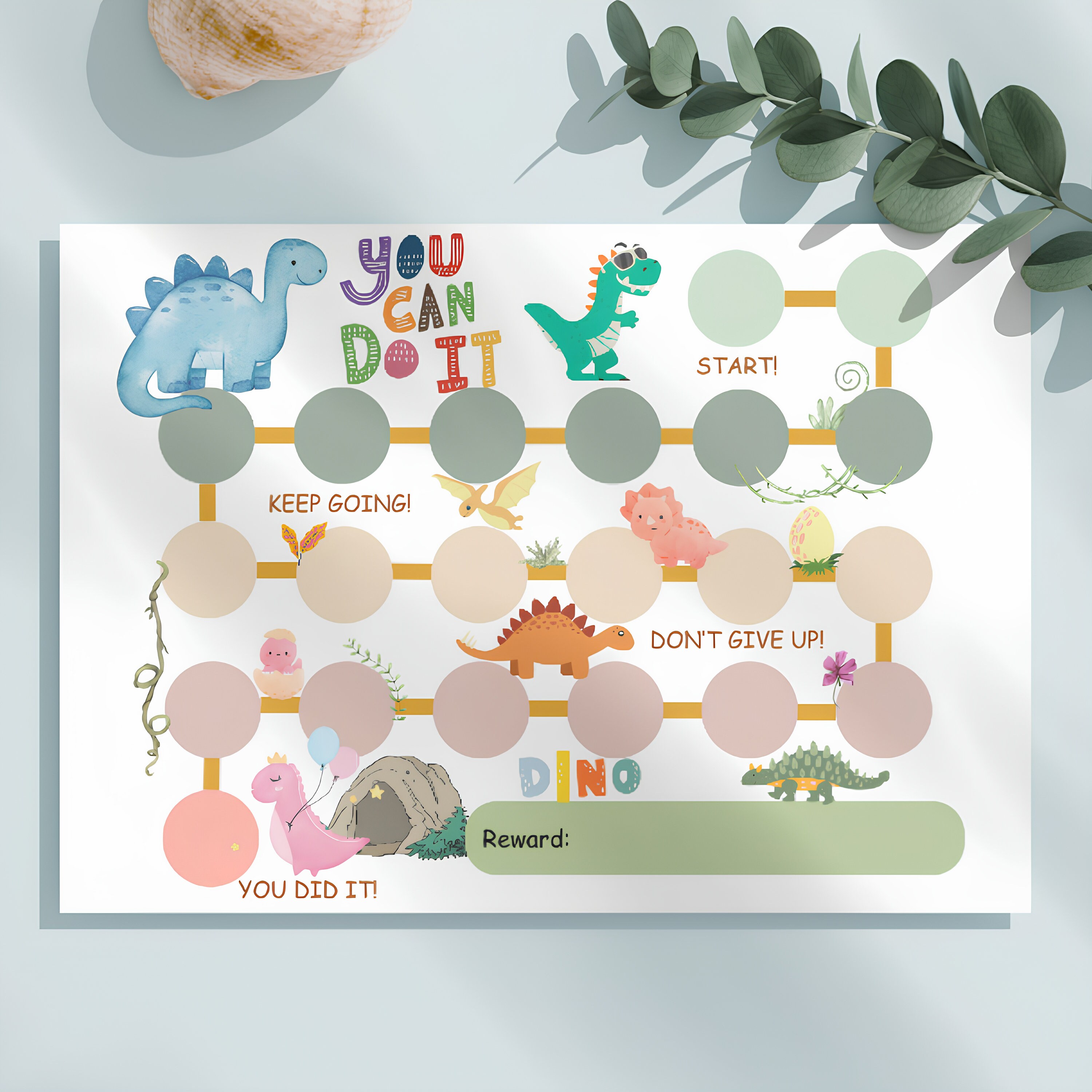 Dinosaur Reward Chart for Kids With Printable Achievement Award and ...