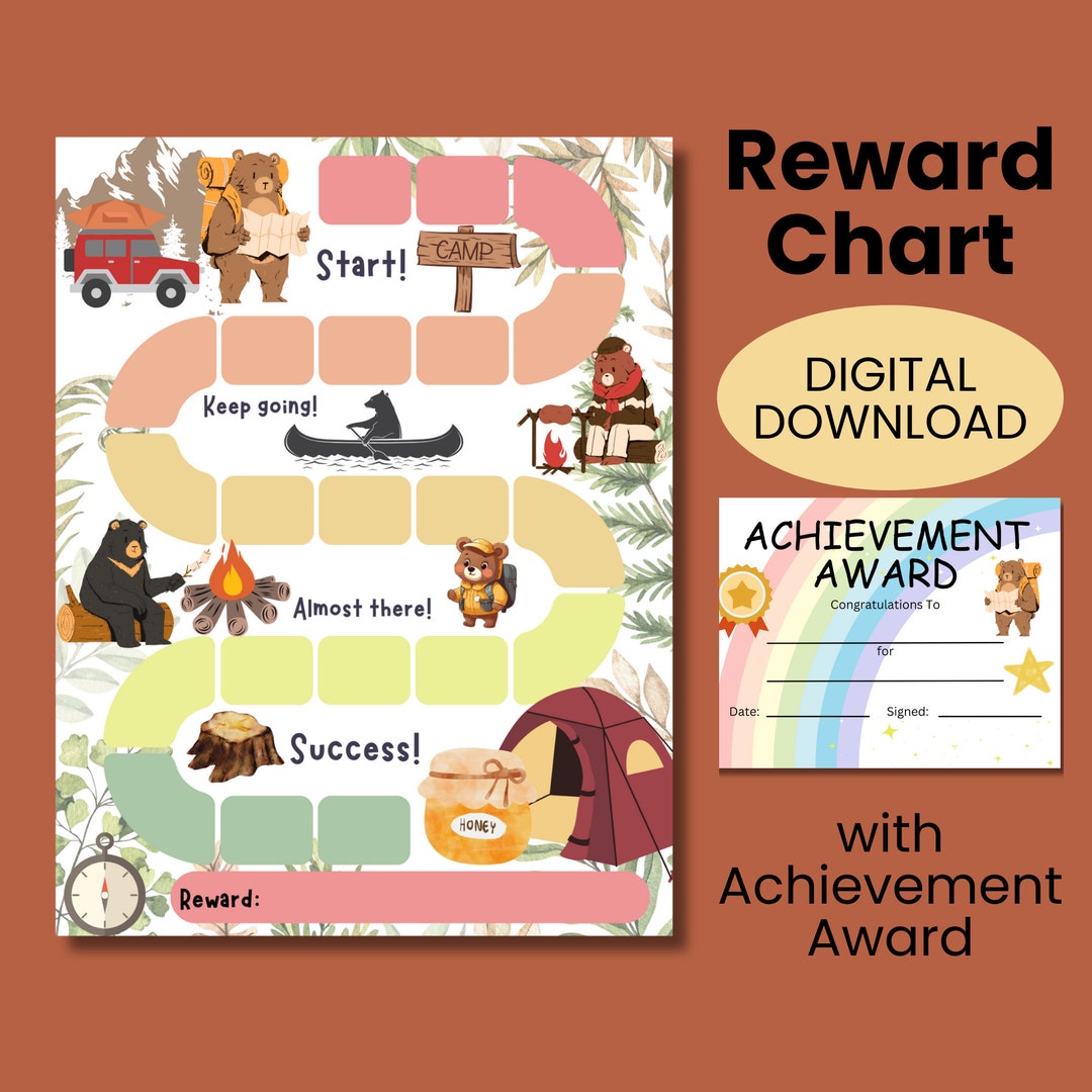 Bear Reward Chart for Kids With Printable Achievement Award and Idea ...