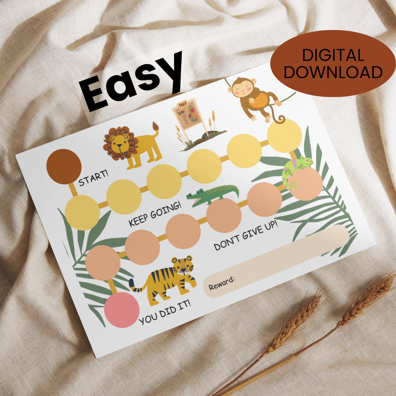 Zoo Reward Chart for Kids With Printable Achievement Award and Idea ...
