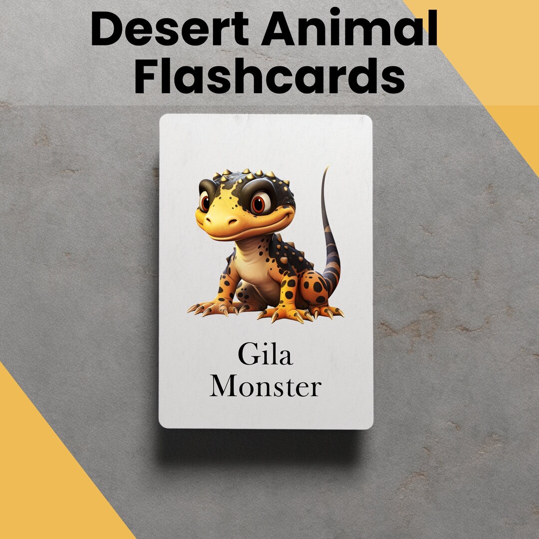 Desert Animal Printable Flash Cards Learning Tool for Education About ...