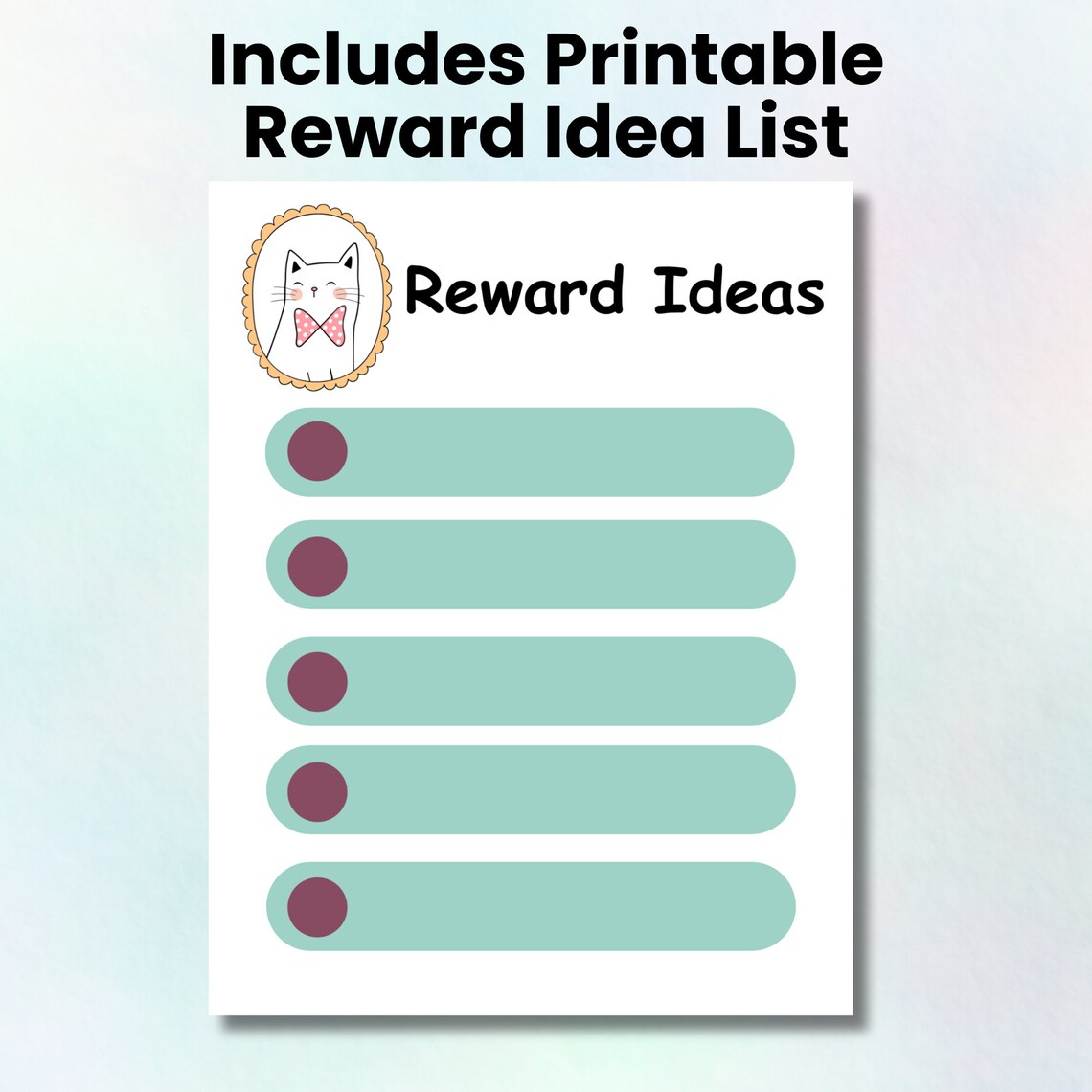 Cat Reward Chart for Kids With Printable Achievement Award and - Etsy