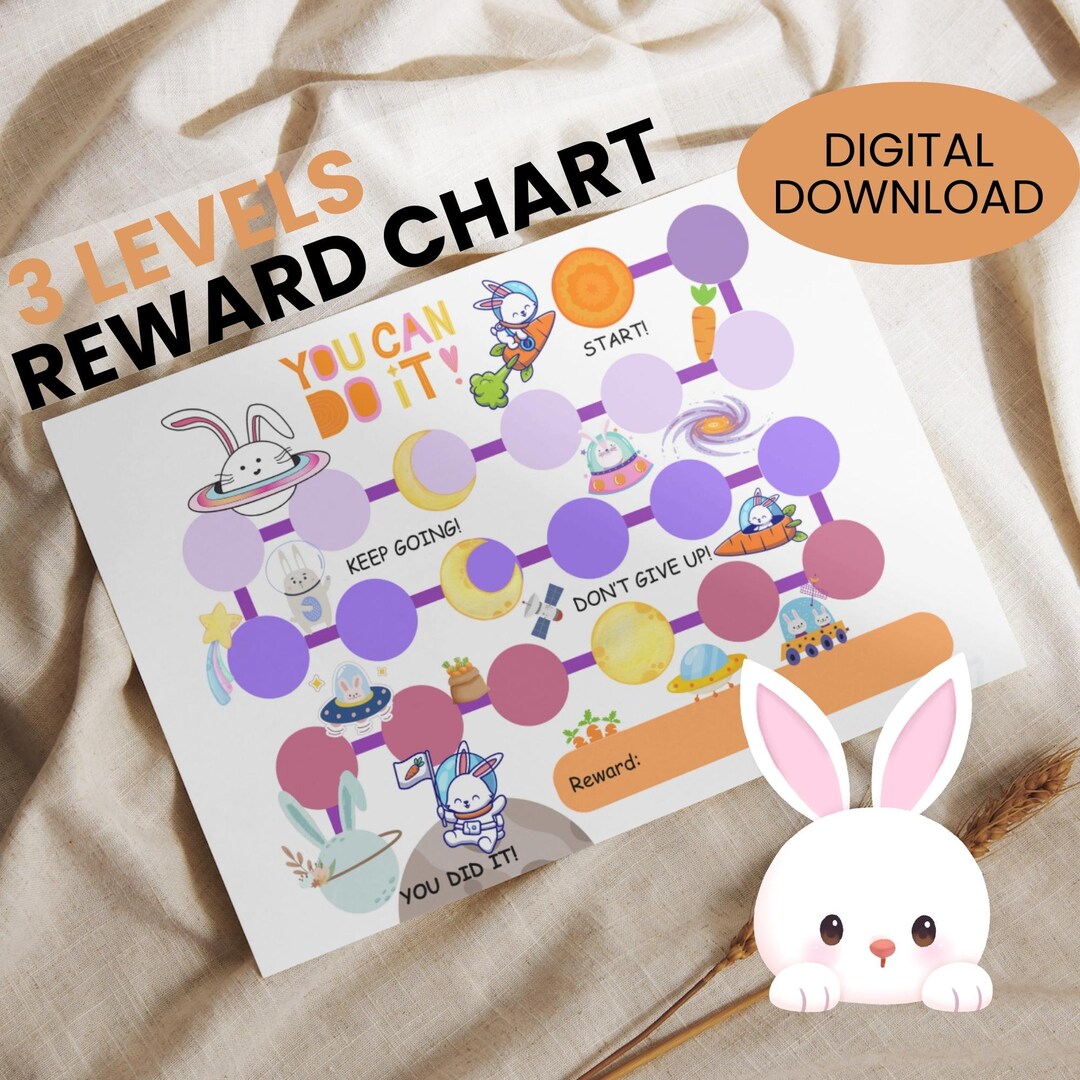 Rabbit Astronaut Reward Chart for Kids With Printable Achievement Award ...