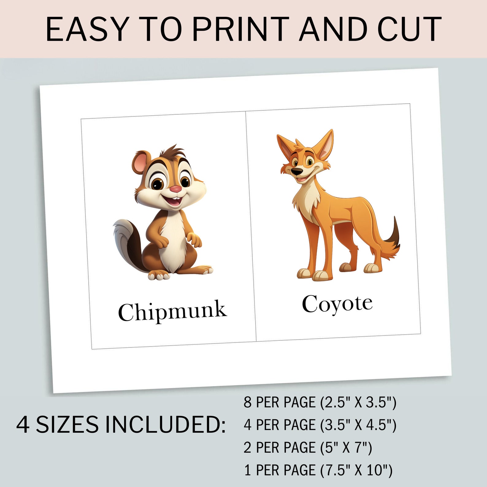 Temperate Forest Animal Printable Flash Cards Learning Tool - Etsy