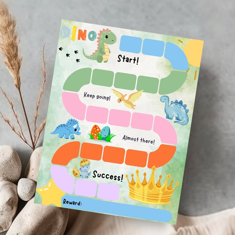 Dinosaur Reward Chart for Kids With Printable Achievement Award and ...