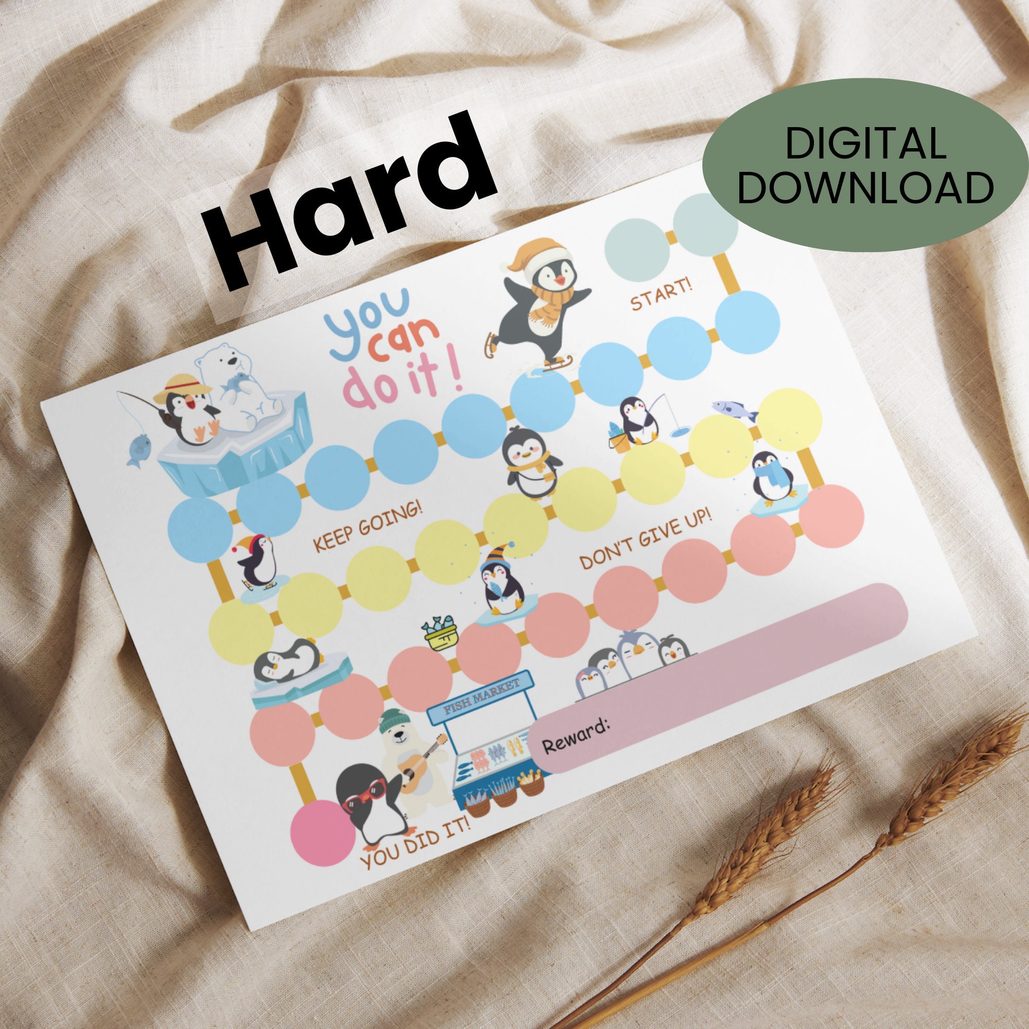 Penguin Reward Chart for Kids With Printable Achievement Award and Idea ...