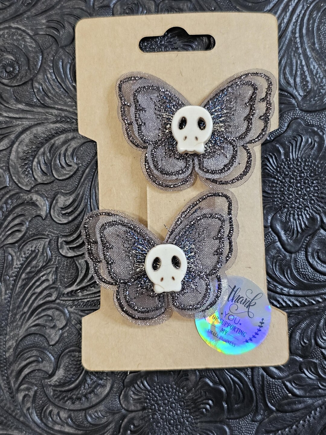 Gothic Butterfly Skull Hairclips | Goth Hair Clips - Etsy