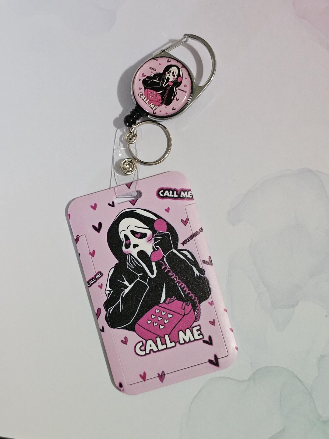 Ghostface call Me ID Badge Holder and Reel - Etsy