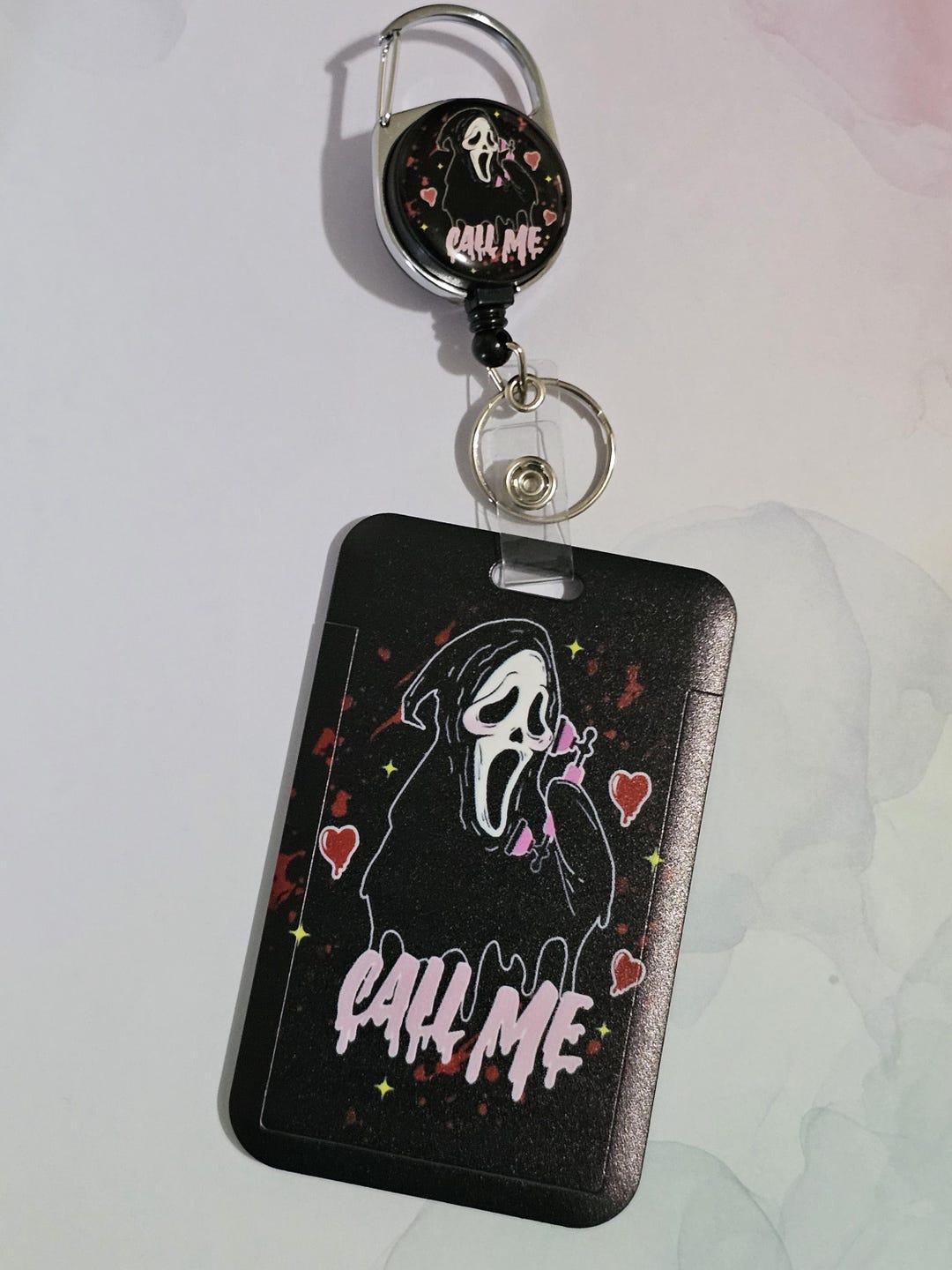 Ghostface call Me ID Badge Holder and Reel - Etsy