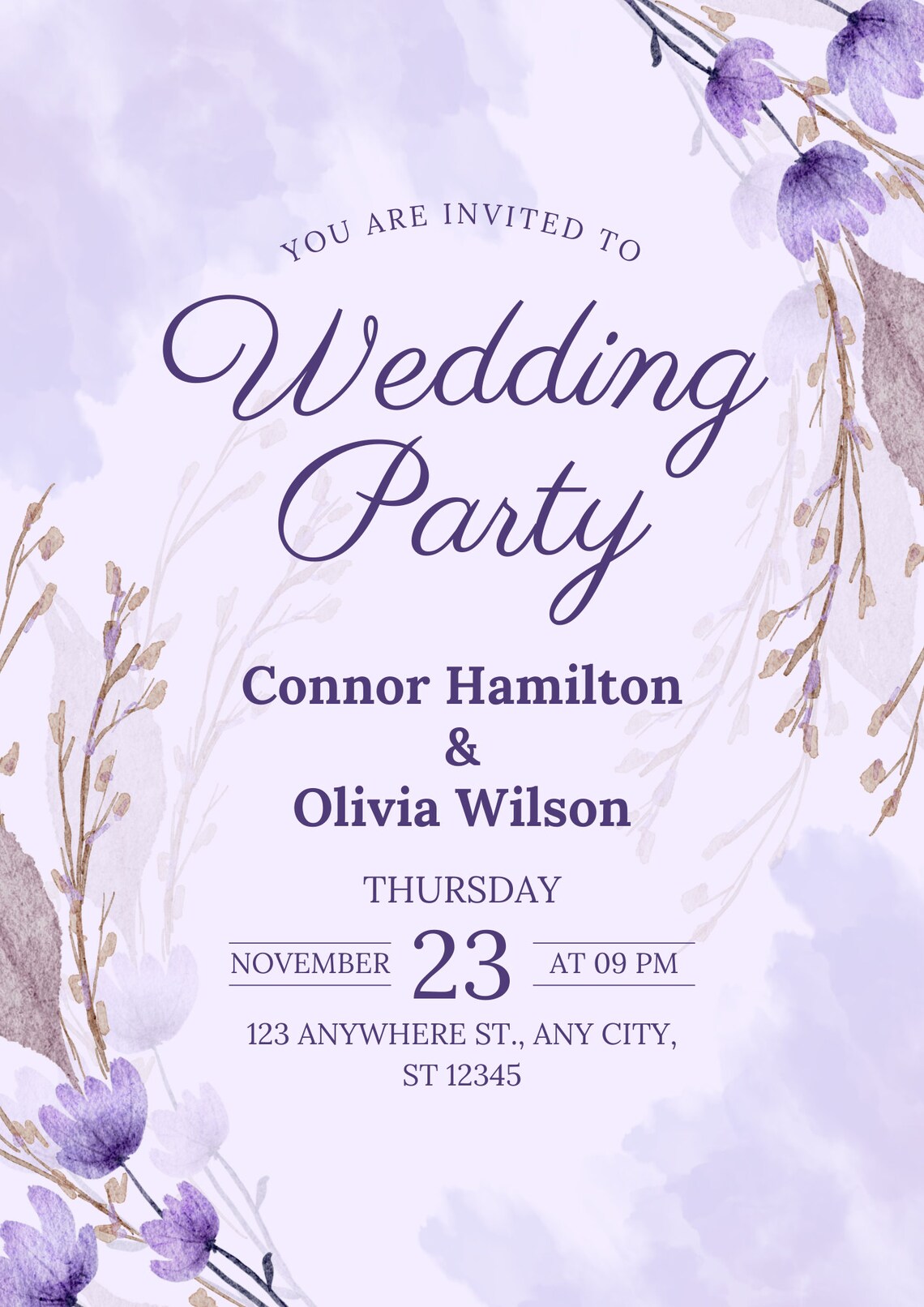 Lavender Wedding Invitation - Etsy