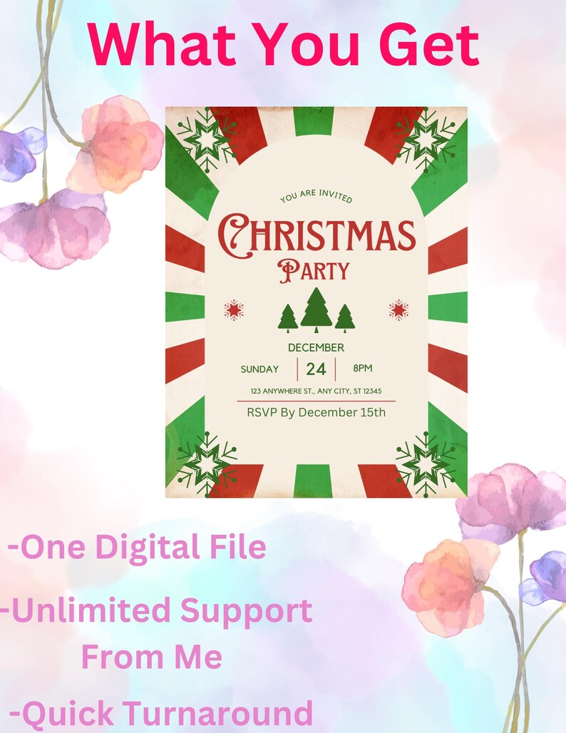 Customized Christmas Party Invitiation Digital File - Etsy