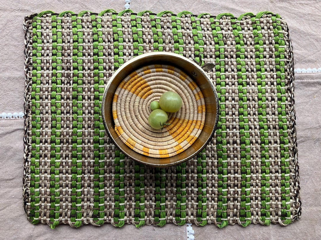 Handwoven Fique Fiber Placemats, Lime Green Table Setting, Set of 6 - Etsy
