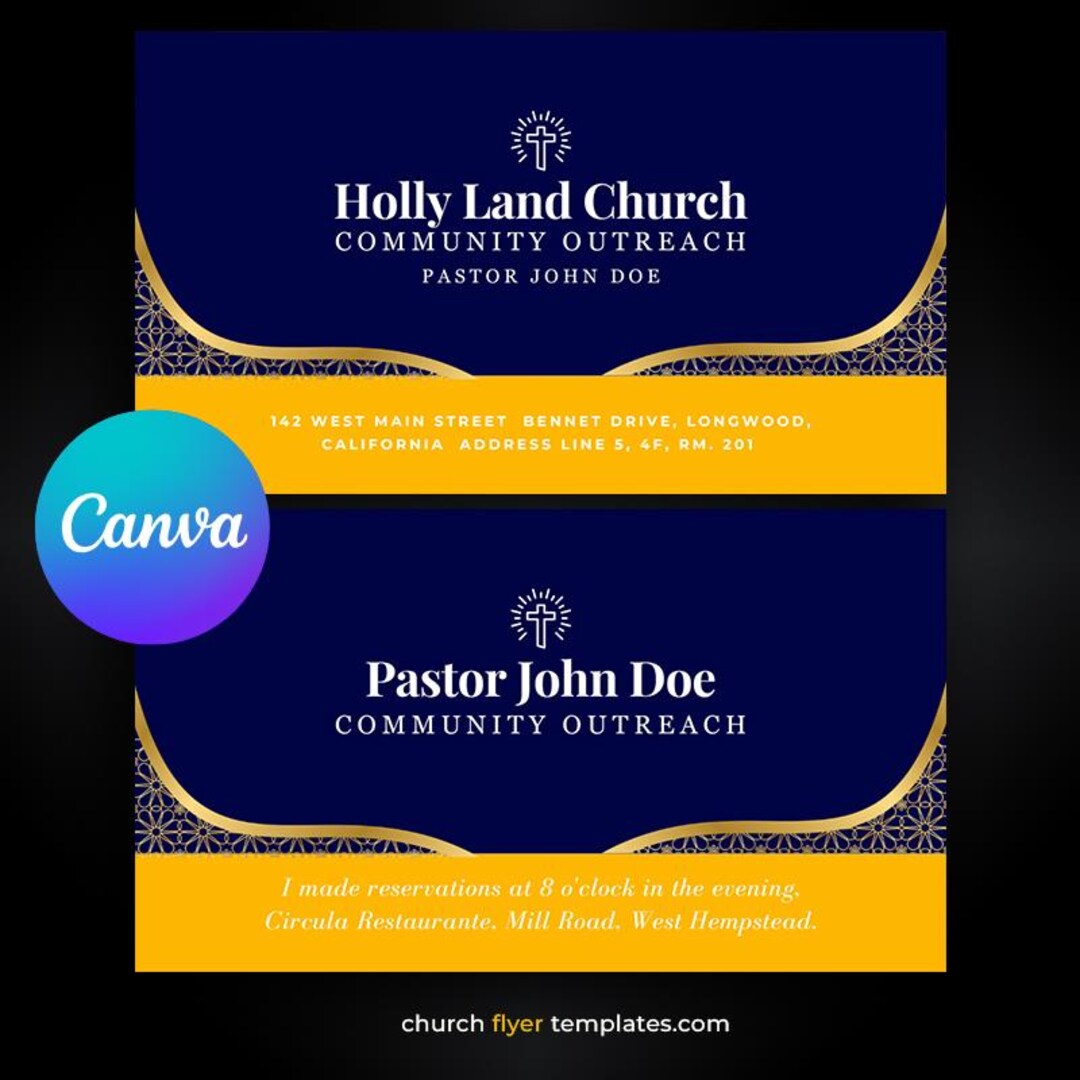 Church Business Card, Church Connect Card, Church Info Card, Canva ...