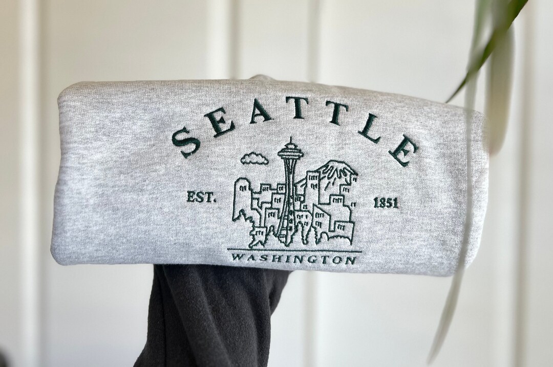 Embroidered Seattle Washington Sweatshirt, Space Needle, Spokane ...