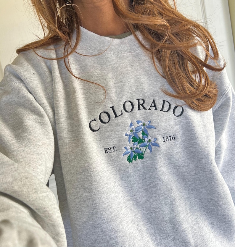 Embroidered Colorado Sweatshirt, Colorado Sweatshirt, State Flower ...
