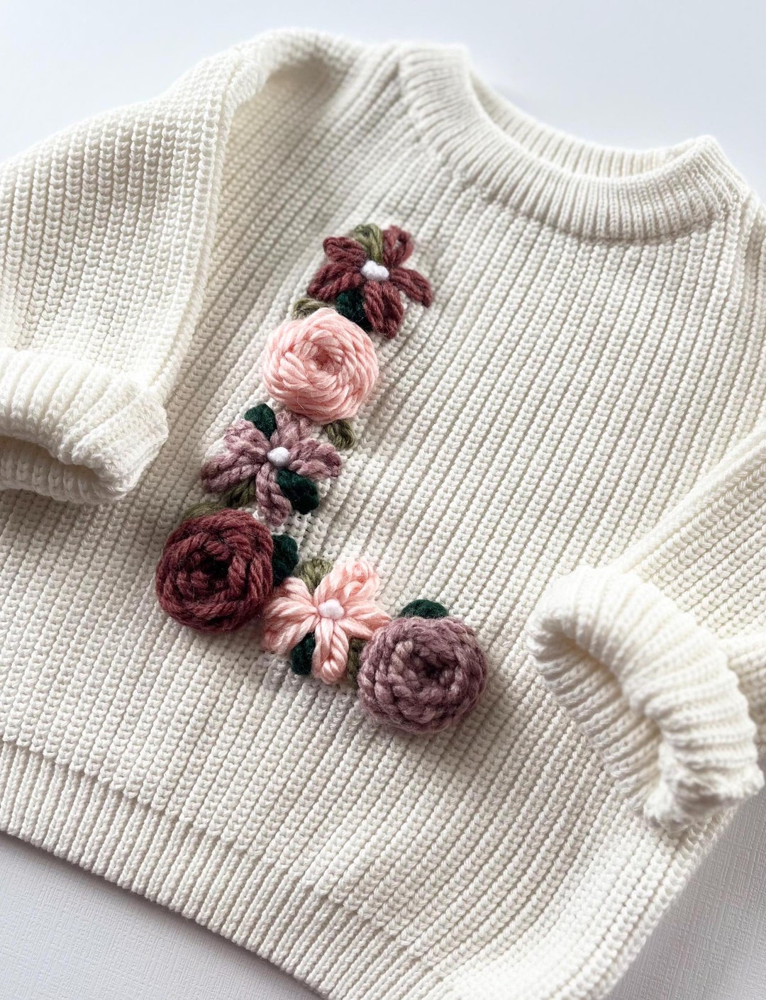 Flower Initial Knit Sweater, Baby Shower Gift, - Etsy