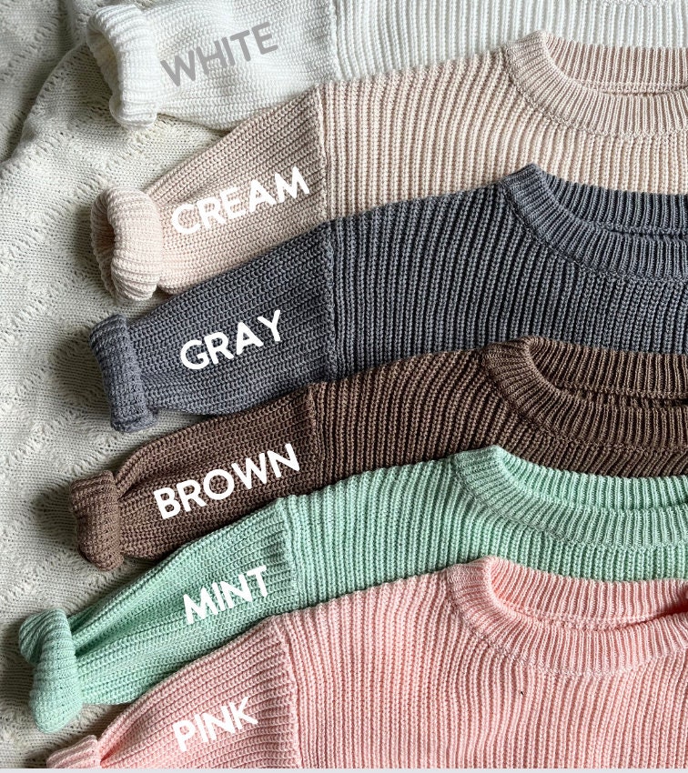 Hand Embroidered Flower Initial Knit Sweater Milestone Letter Sweater ...