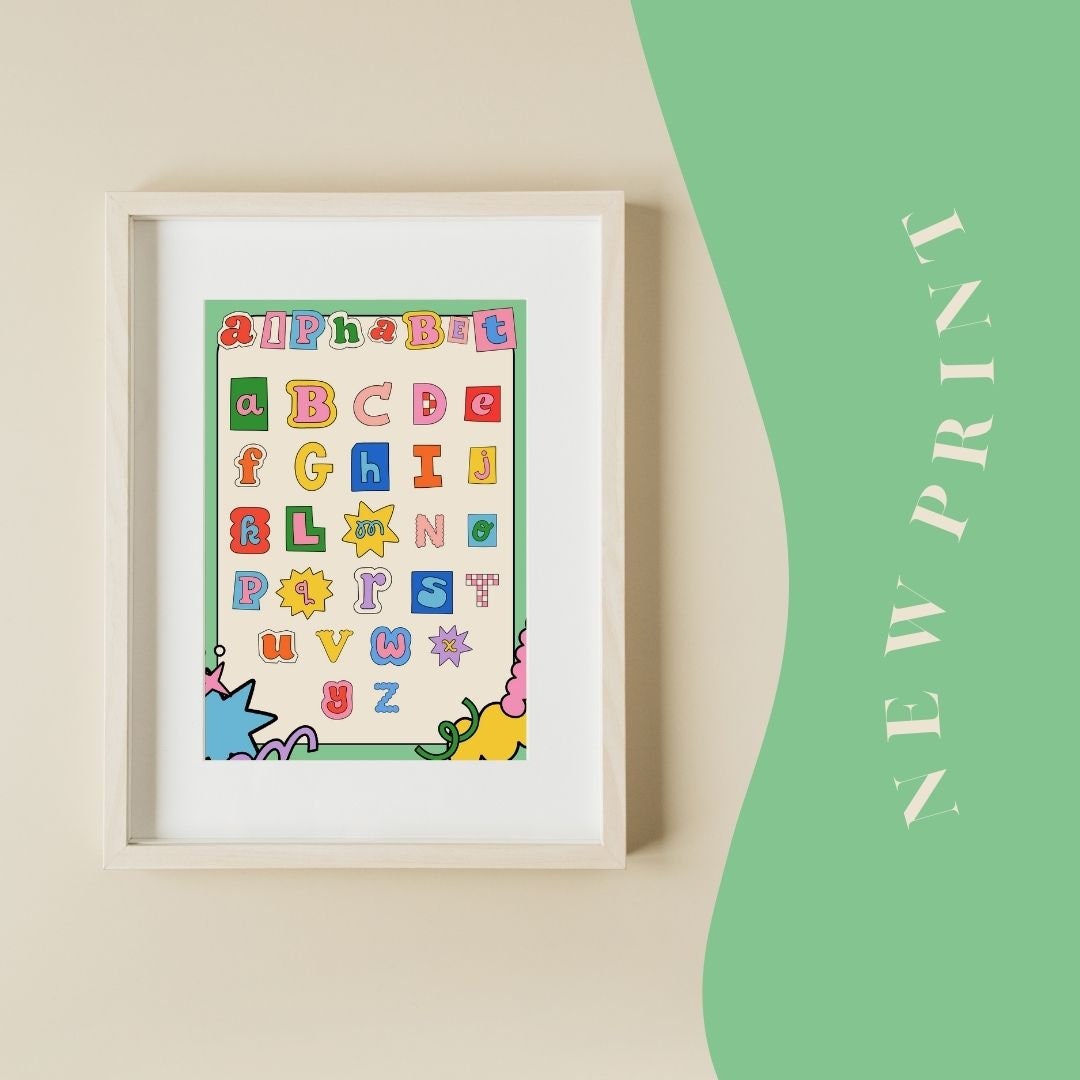 Retro Wonders Alphabet Poster - Perfect for Nursery & Playroom Decor ...