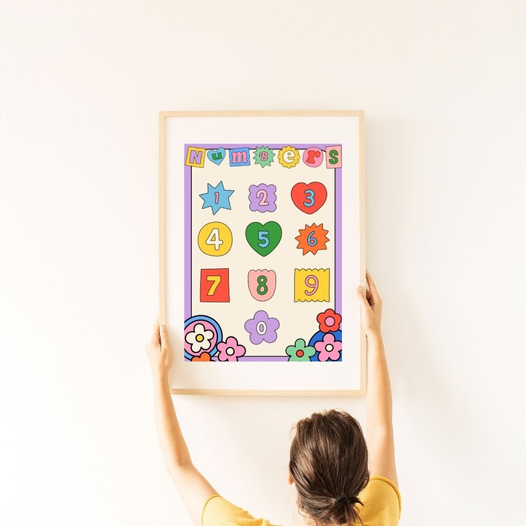 Retro Wonders Numbers Poster - Perfect for Nursery & Playroom Decor ...