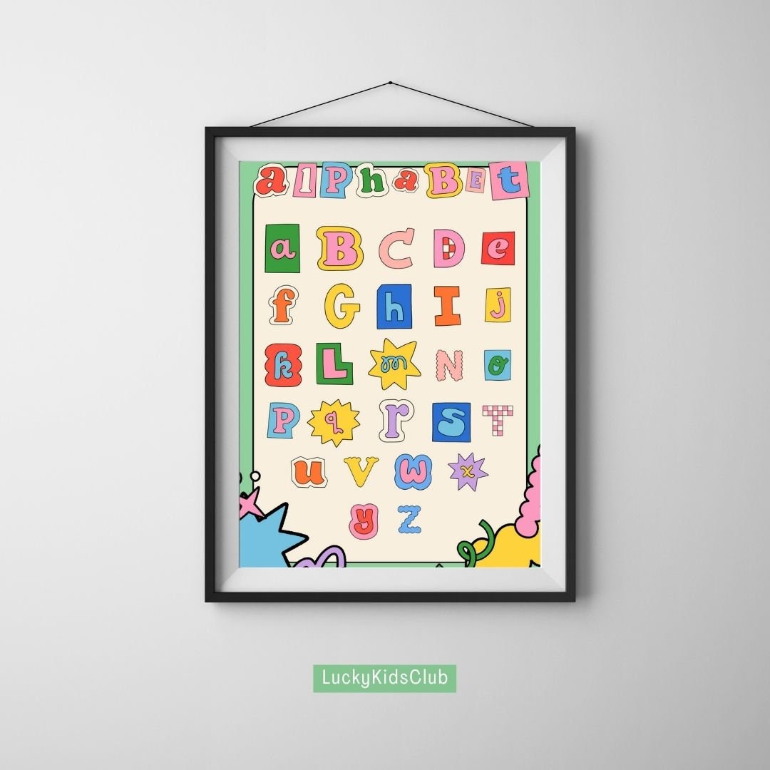 Retro Wonders Alphabet Poster - Perfect for Nursery & Playroom Decor ...