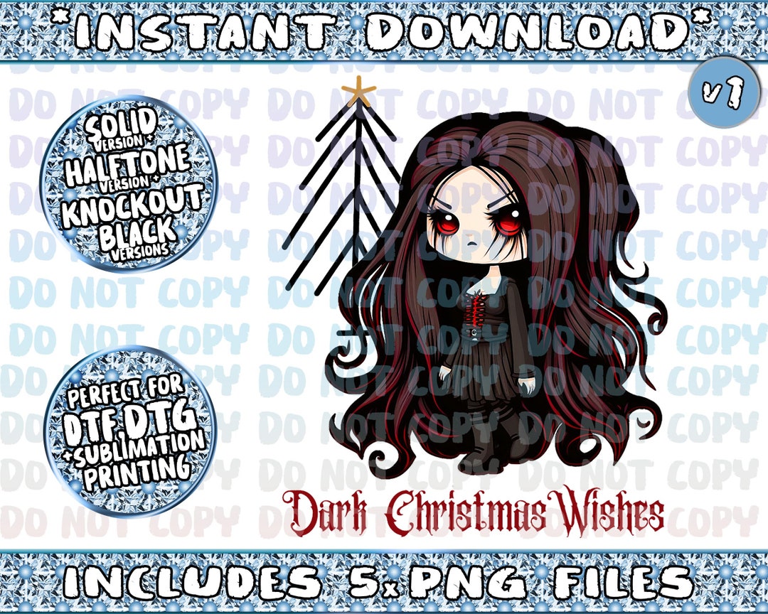 Cute Goth Dark Christmas Wishes Png Bundle, Trending Png, Popular ...